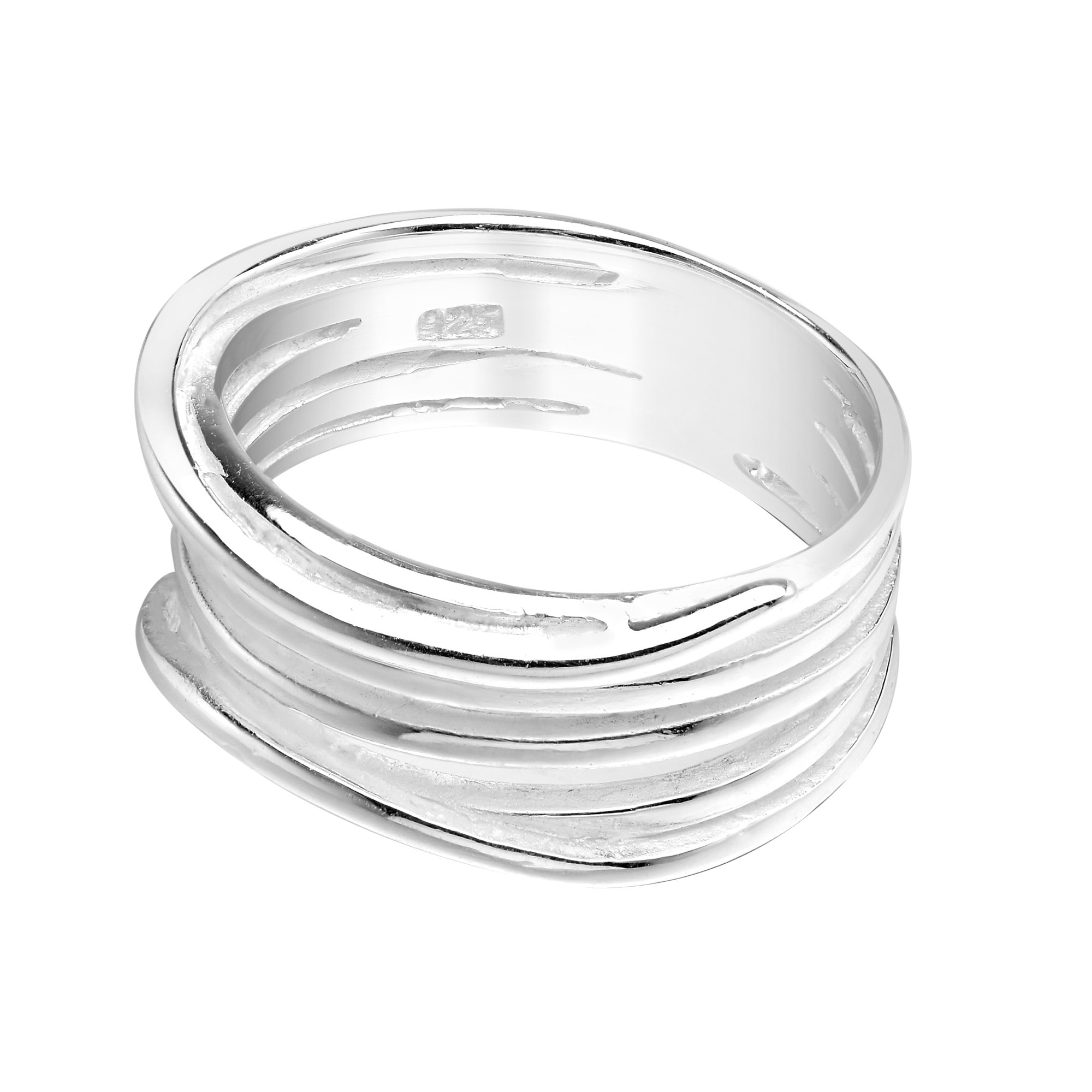AeraVida Modern Endless Waves Wrap .925 Sterling Silver Ring (8)