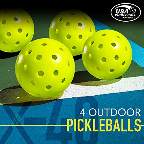 Franklin Sports - Aluminum Pickleball Paddle 4 Player Paddle and Ball Set- USA Pickleball (USAPA) Approved,Red/Blue