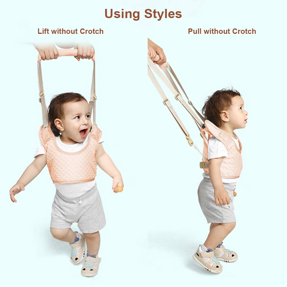 Baby Walking Harness, Baby Sit to Stand Learning Helper Mesh Breathable Adjustable with Detachable Crotch Safety Hand-held Assistant Lifting & Pulling for Toddlers Infant Kids (Pink)