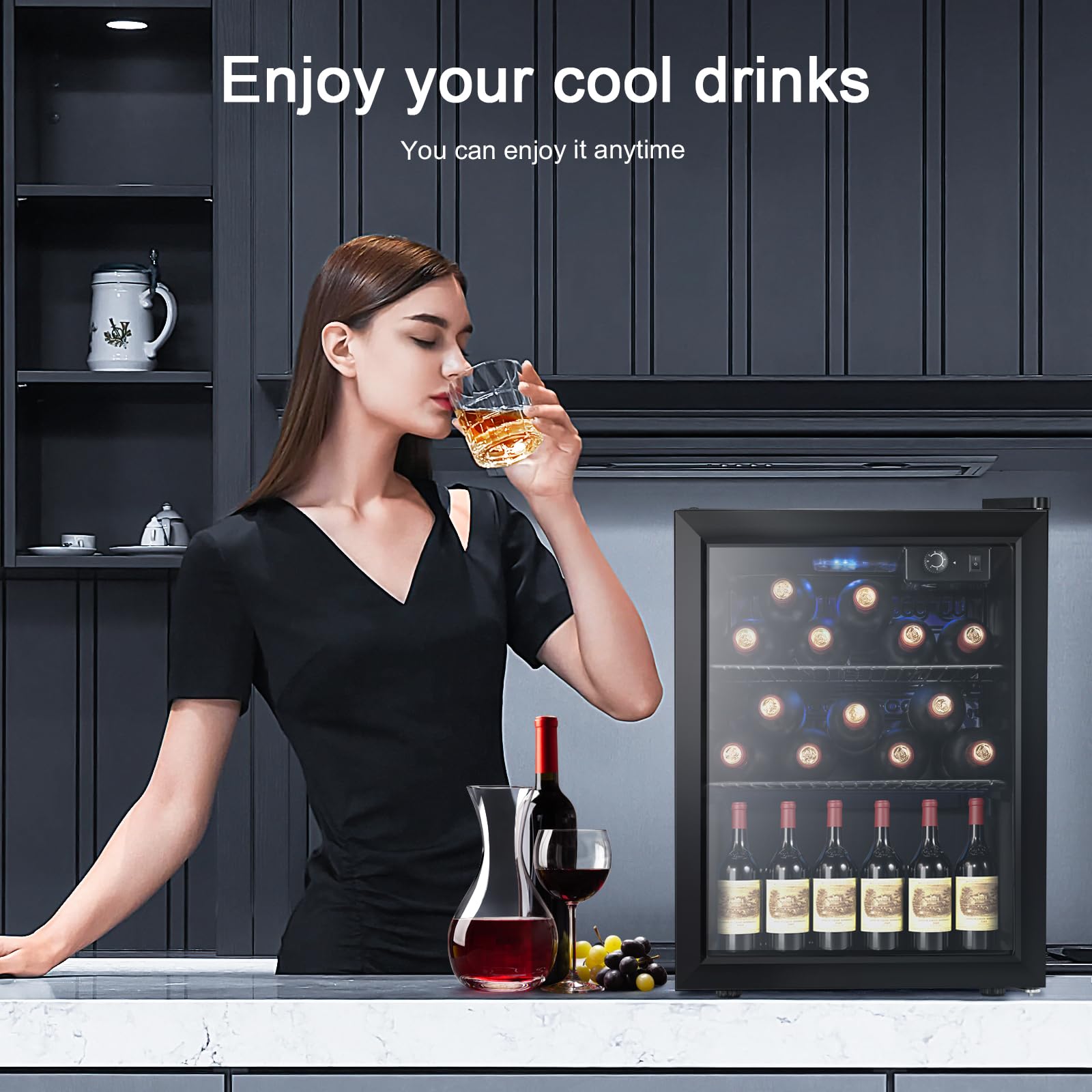 Antarctic Star Beverage Refrigerator Cooler,16 Bottle 68 Can Mini Fridge Glass Door for Beer Drinks or Wine for Home and Bar, Electronic Temperature Knob Control with Blue LED, 1.7 Cu.Ft.…