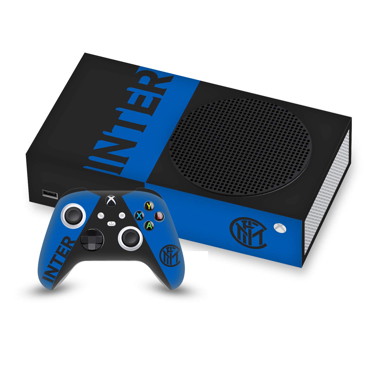 Head Case Designs Officially Licensed Inter Milan Blue and Black Full Logo Vinyl Sticker Gaming Skin Decal Cover Compatible With Xbox Series S Console and Controller Bundle