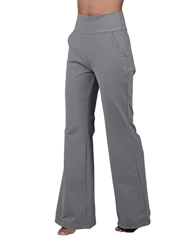 Aurgelmir Womens High Waisted Flare Yoga Pants Wide Leg Active Bootcut Leggings Grey