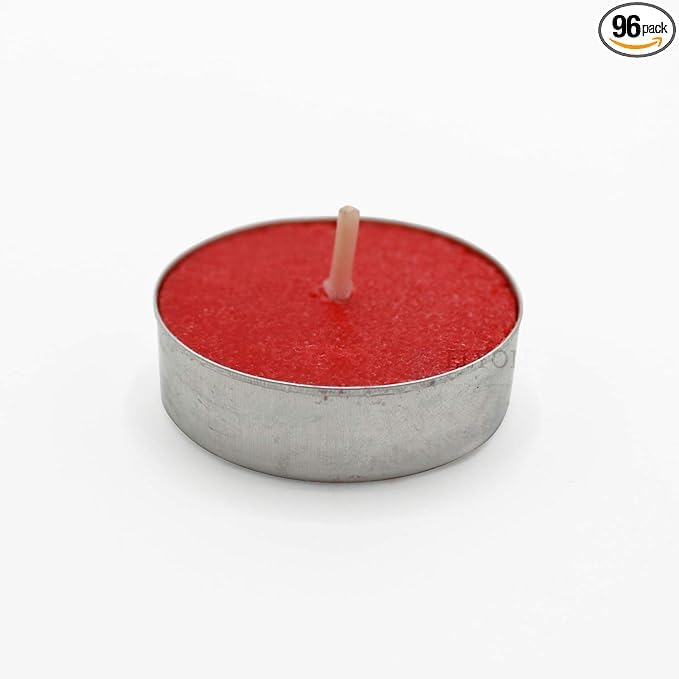 Elyon 96 Apple Cinnamon Scented Red Wax Tealight Candles in Tin Holder, Pleasant Fragrance 4 Hour Burn-Time