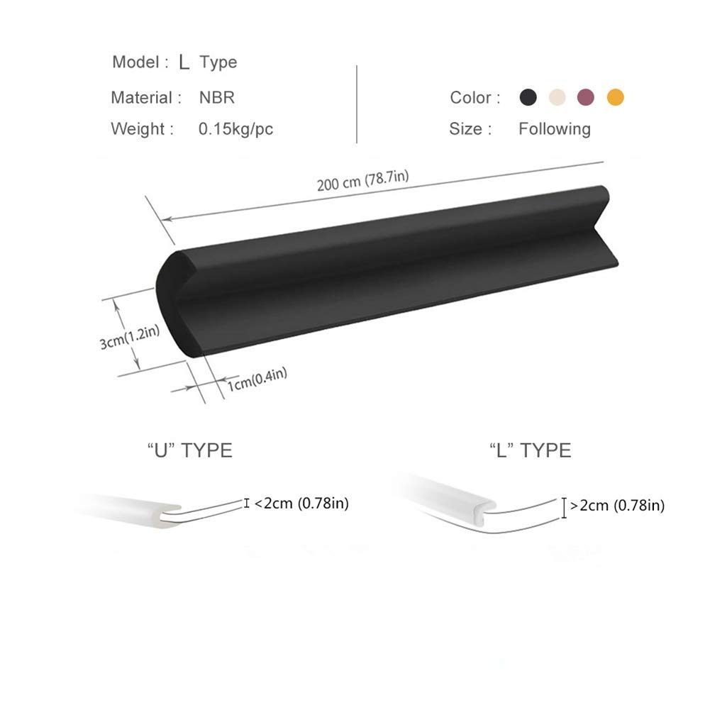 Baby Proofing Safe Edge & Corner Guards Cushion 6.5 ft - Thickened Child Safety Furniture Bumper & Table Protectors. Pre-Taped Corners. (Black)