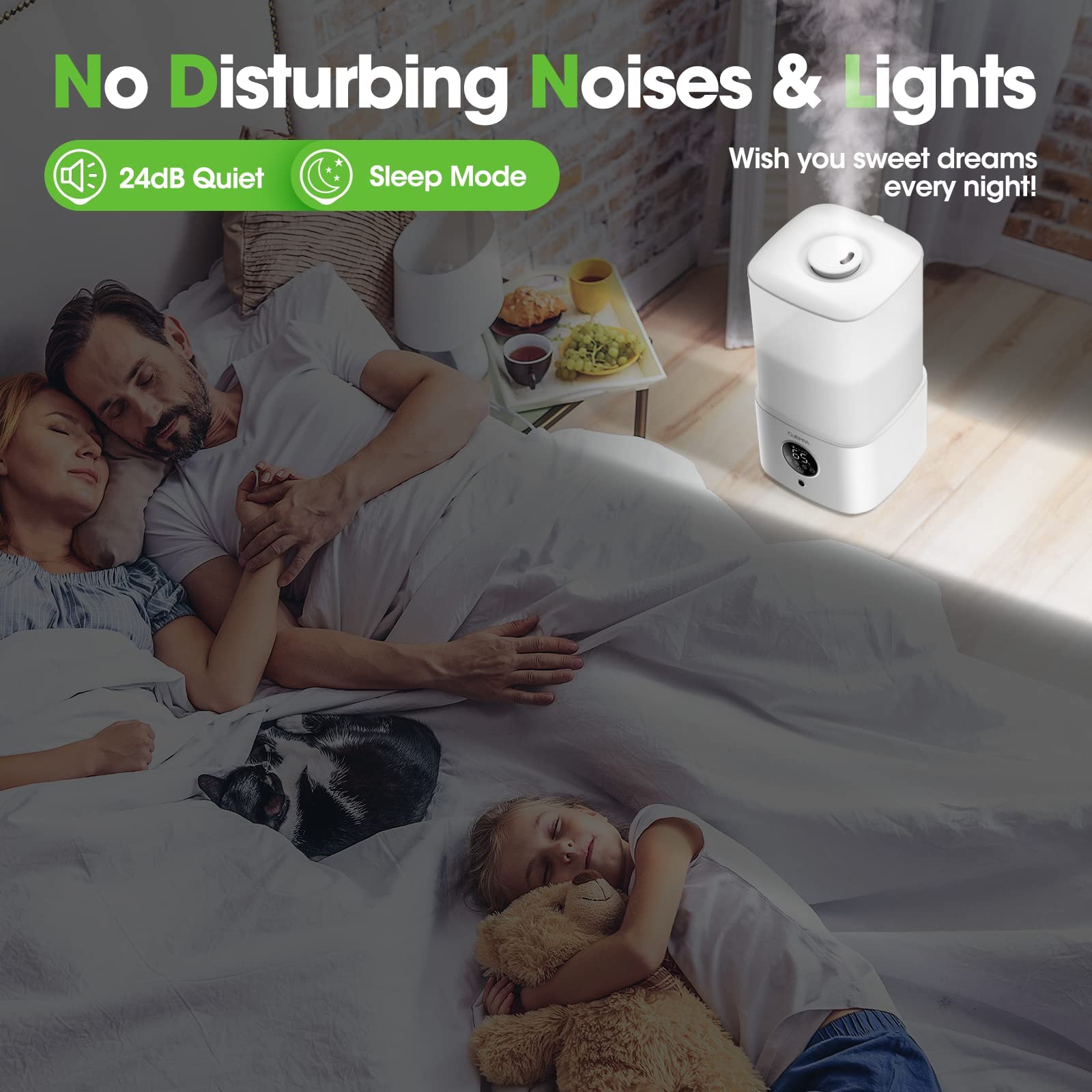 Humidifiers for Bedroom, 2.5L Ultrasonic Cool Mist Humidifiers for Baby Home Office Nursery & Plants, Top Fill Air Humidifier, Super Silent Sleep Mode,Auto Shut-Off (1)