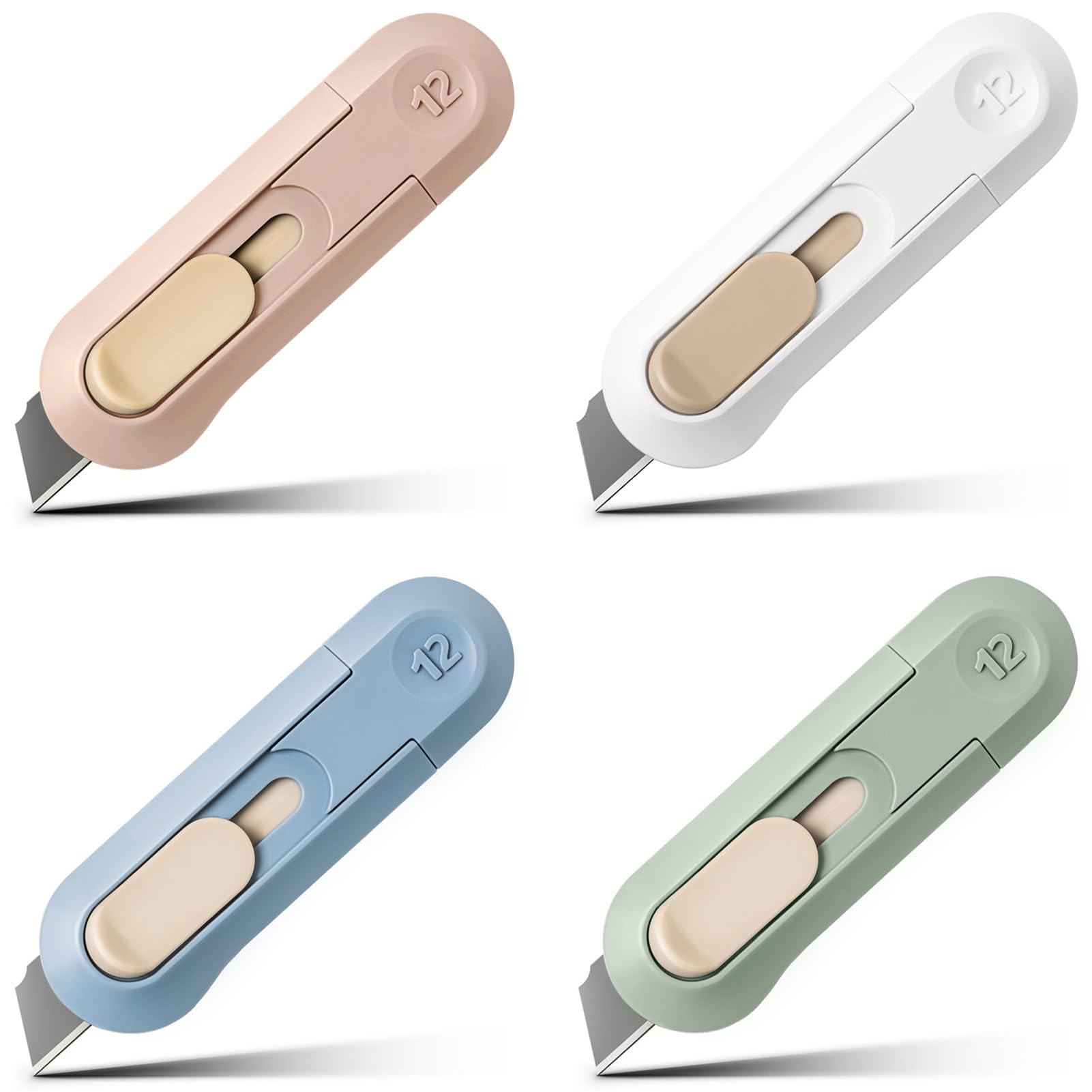 Box Cutter, Box Opener, 4PCS Small Utility Knife, Easy Slide Retractable Blade, Package Opener for Home, Office, Travel, and DIY Workpro Utility Knife