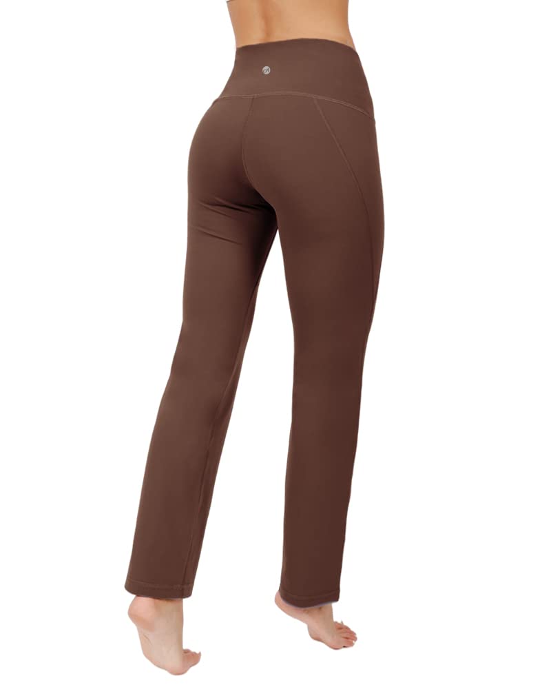 Aurgelmir Womens Fleece Lined Straight Leg Yoga Pants Bootcut Workout Running Work Pants Coffee