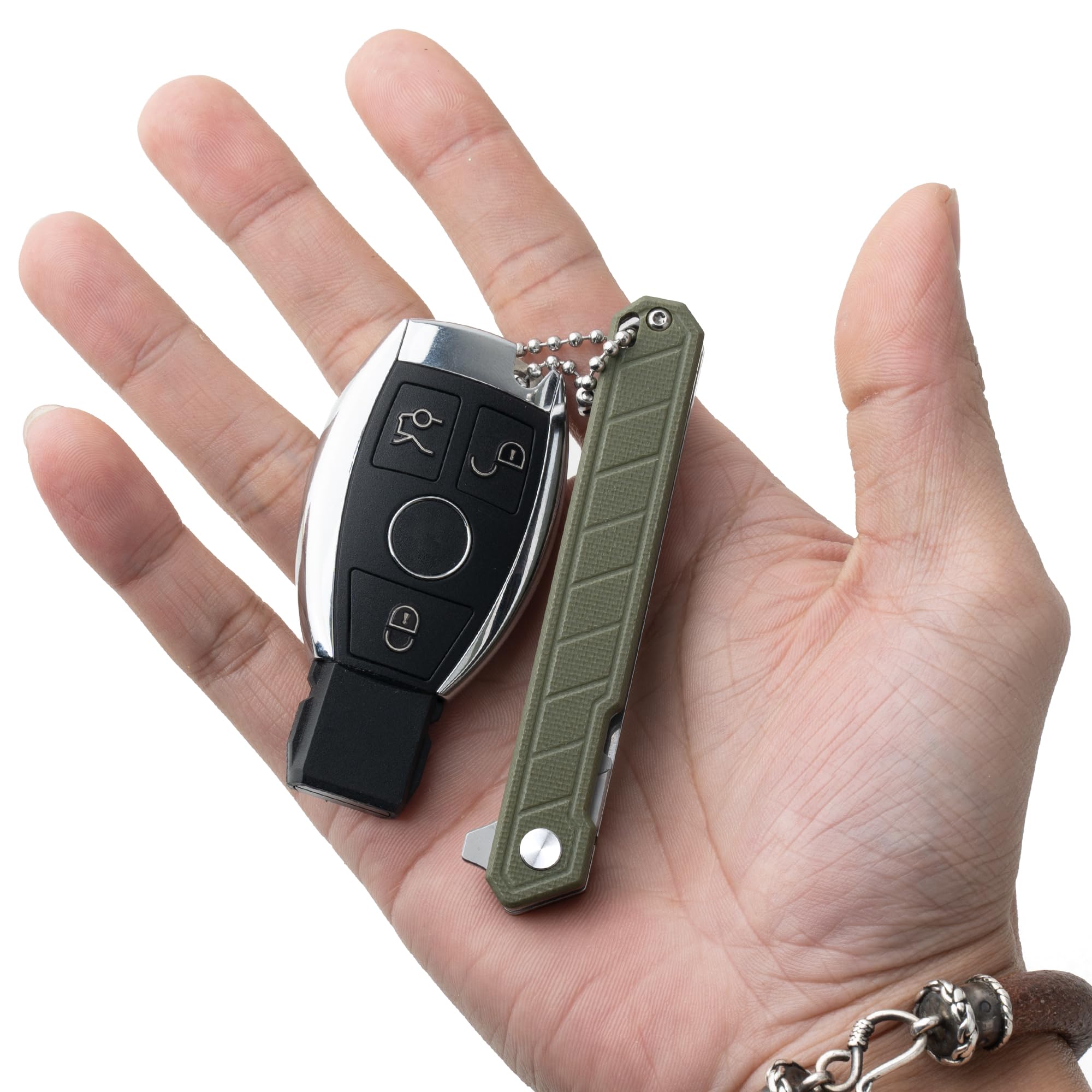 OLITANS G046 Mecha Mini Slim Folding Scalpel with 5pcs #24 and 5pcs #60 G14 Handle with Liner Lock, Utility EDC Pocket Knife with Back Clip(Green)