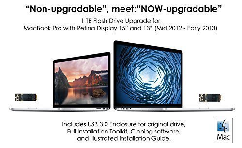 MCE Technologies 1TB Internal SSD Flash Upgrade for MacBook Pro Retina (Mid 2012 - Early 2013) - Includes USB 3.0 Enclosure for Original Drive & Install Kit!