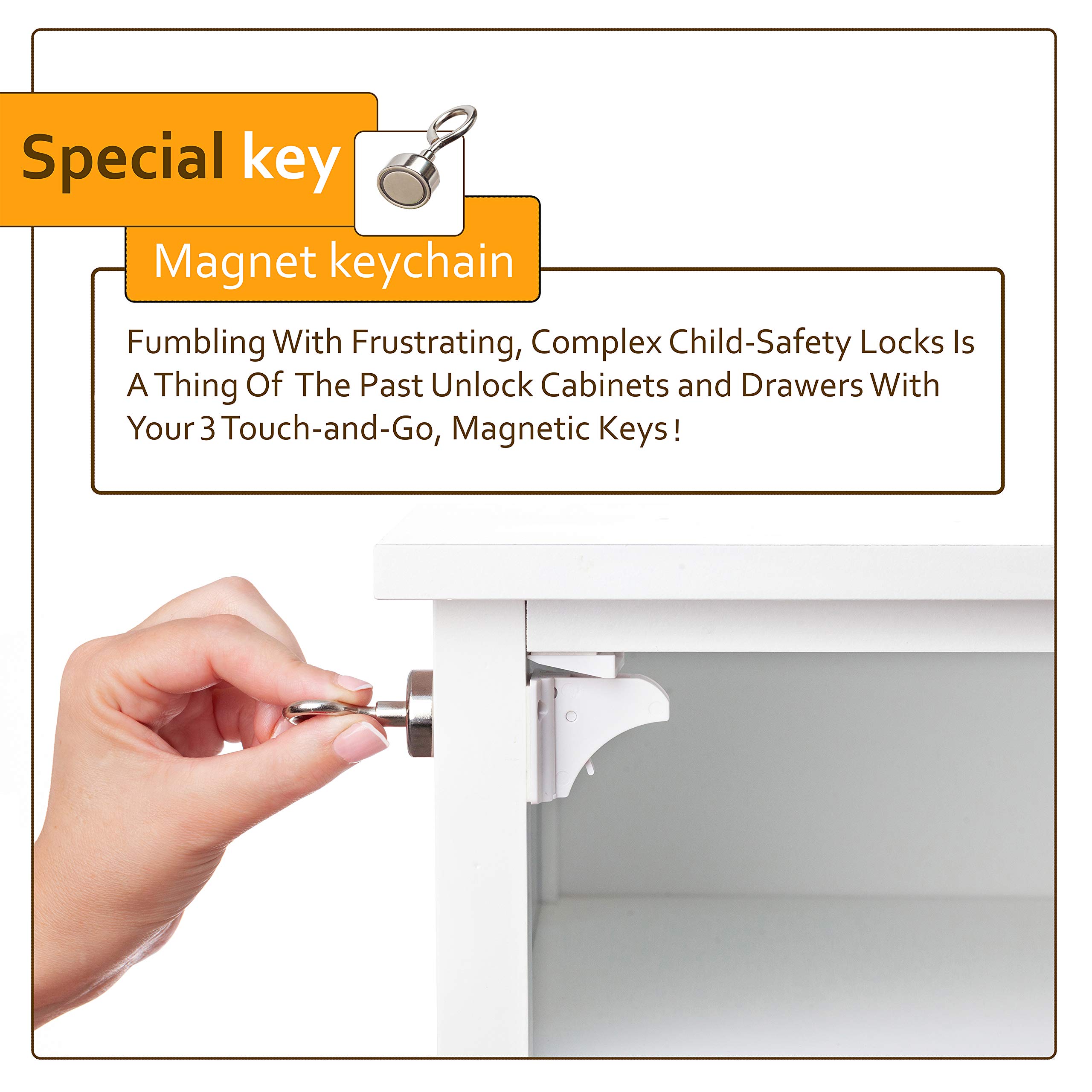 Baby Proofing, Magnetic Cabinet Locks Child Safety 3 Keys β 12 Pack Cabinet Locks for Babies Cupboards & Drawers Latches Adhesive Easy Installation by Babydil