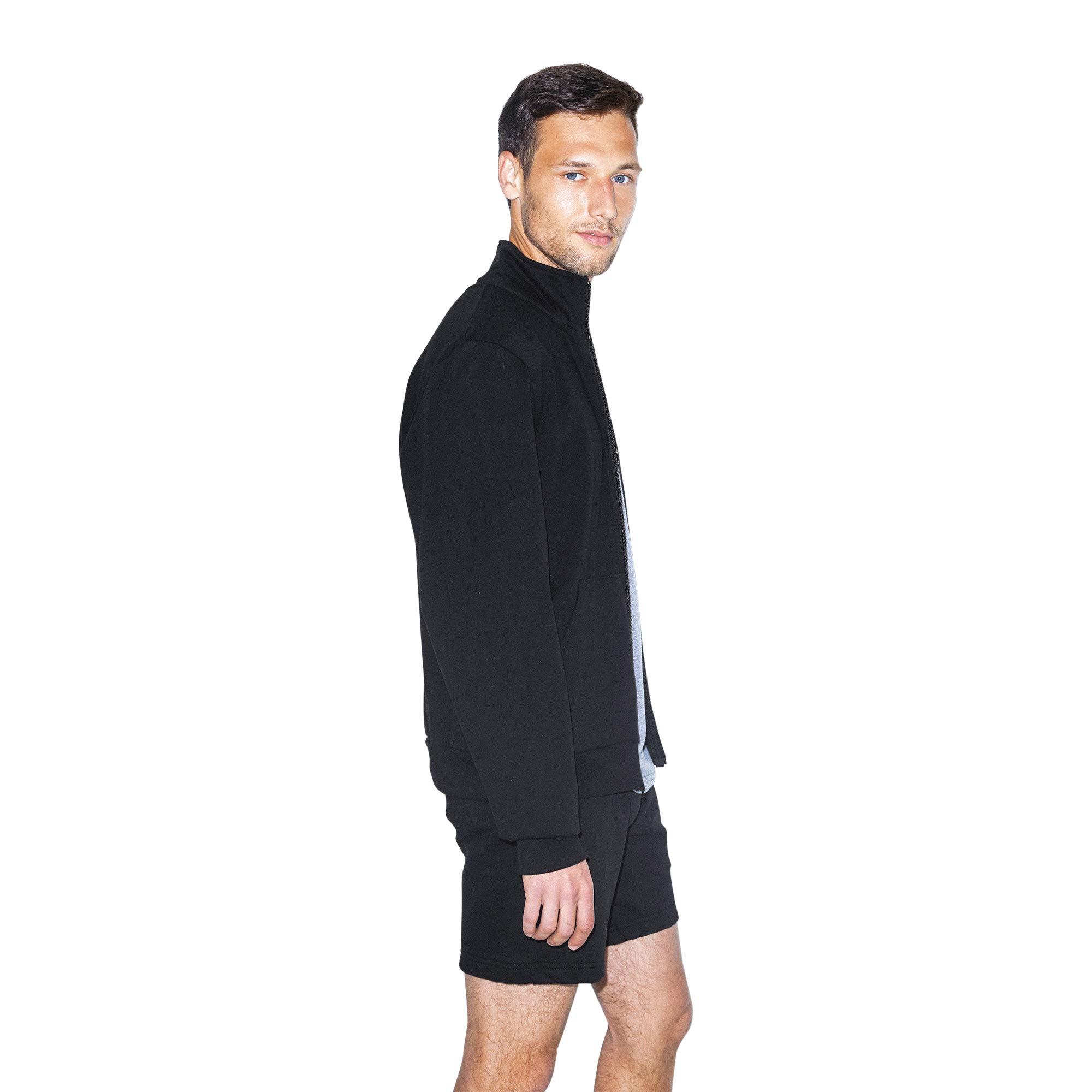 American Apparel Unisex California Fleece Long Sleeve Track Jacket, black, 2X-Large
