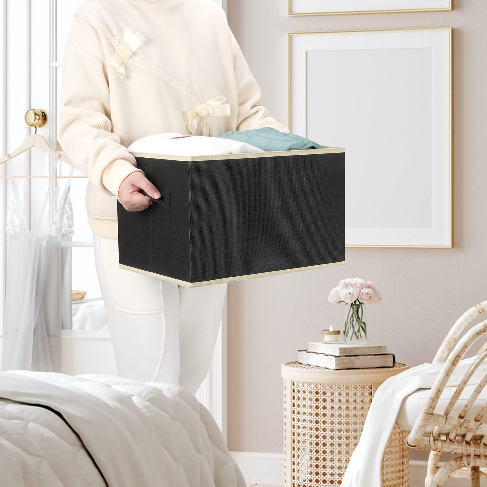 Asxsonn Fabric Storage Bins Large Storage Baskets for Shelves, Large Closet Storage Bins with Handles, Storage Bins Baskets with Label Card for Organizing Home Office (6 Pack, 15" x 11" x 9.6")