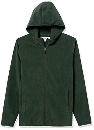 Amazon Essentials Men's Long-Sleeve Hooded Full-Zip Polar Fleece Jacket, Forest Green, Small