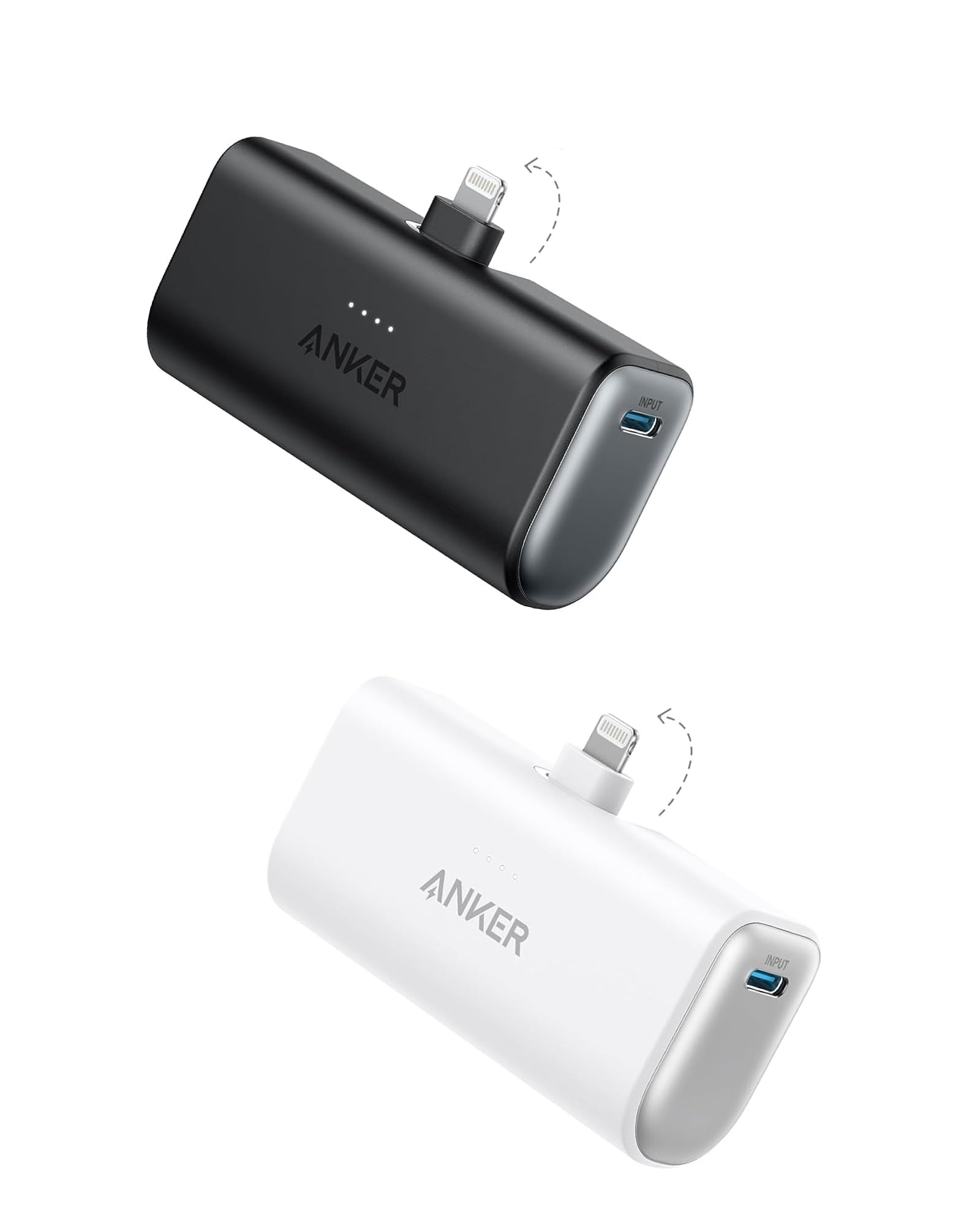 Anker 2-Pack Portable Charger with Built-in Lightning Connector, MFi Certified, Battery Pack 5K 12W, Compatible with iPhone 14/14 Pro / 14 Plus / 14 Pro Max, iPhone 13 and 12 Series