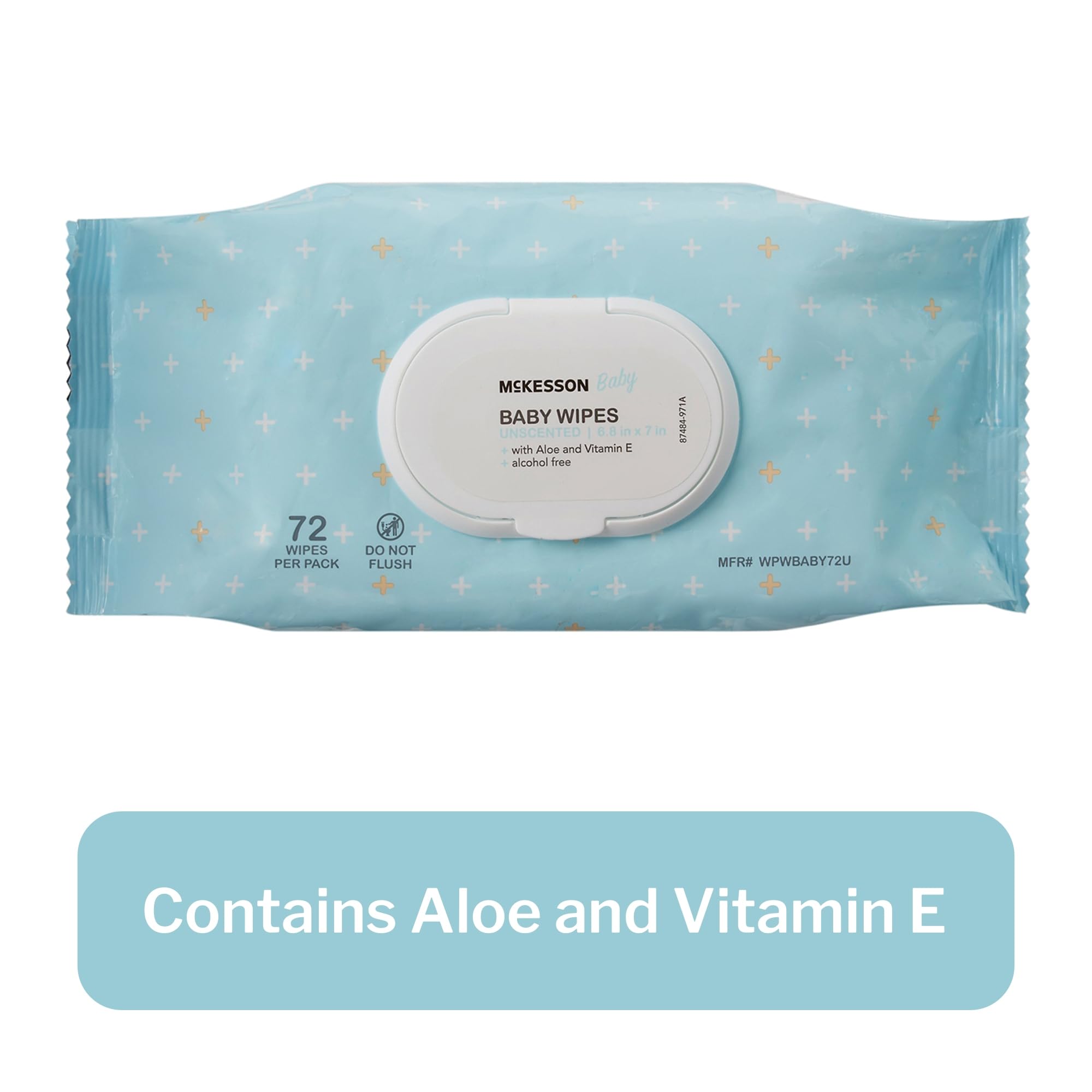 McKesson Baby Wipe with Aloe and Vitamin E, Unscented, Alcohol-Free, 72 Wipes, 12 Packs, 864 Total