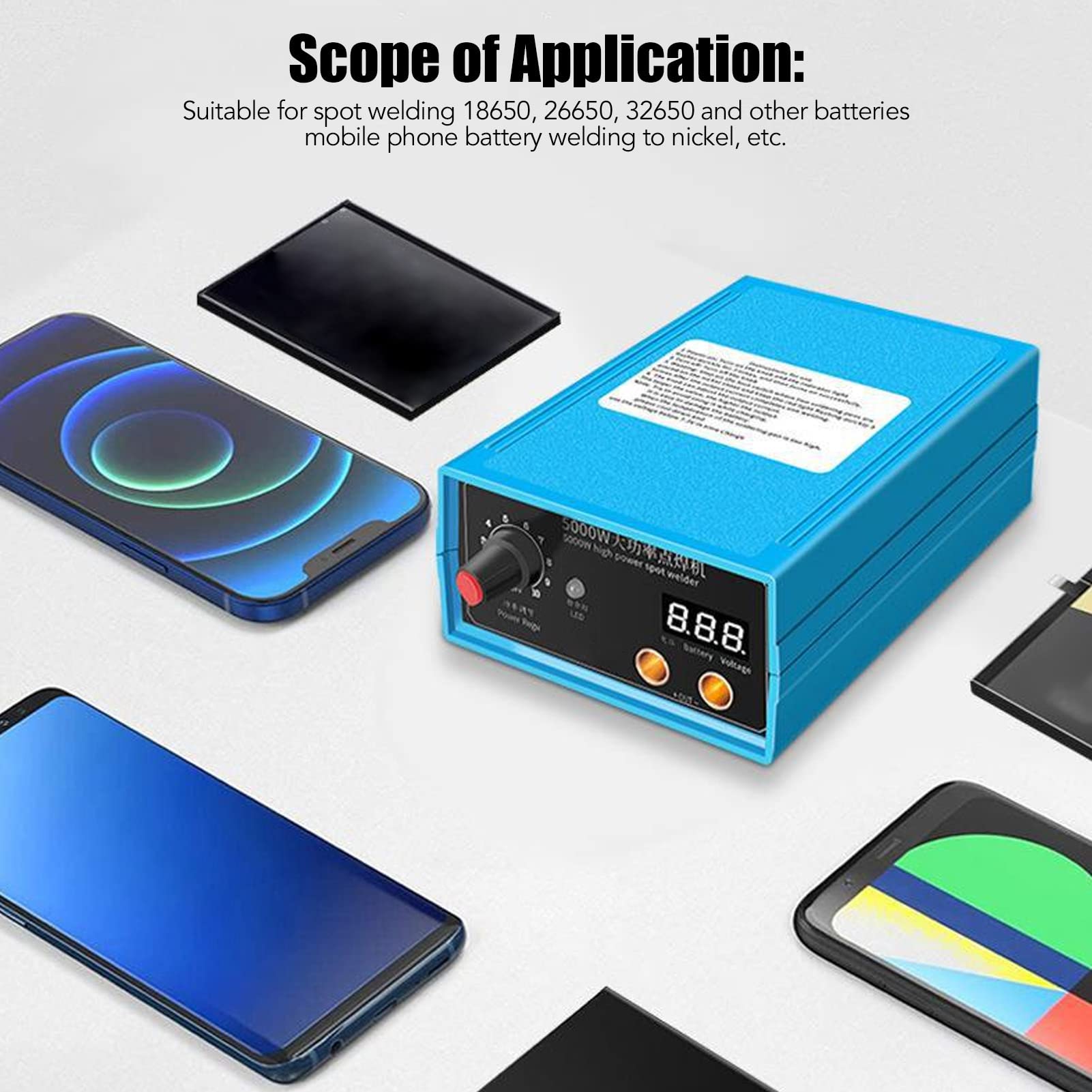 Battery Spot Welder, Rechargeable Copper Needle Spot Welder Handheld Easy Operation Digital Tube Display AC100β240V for 26650(US Plug)