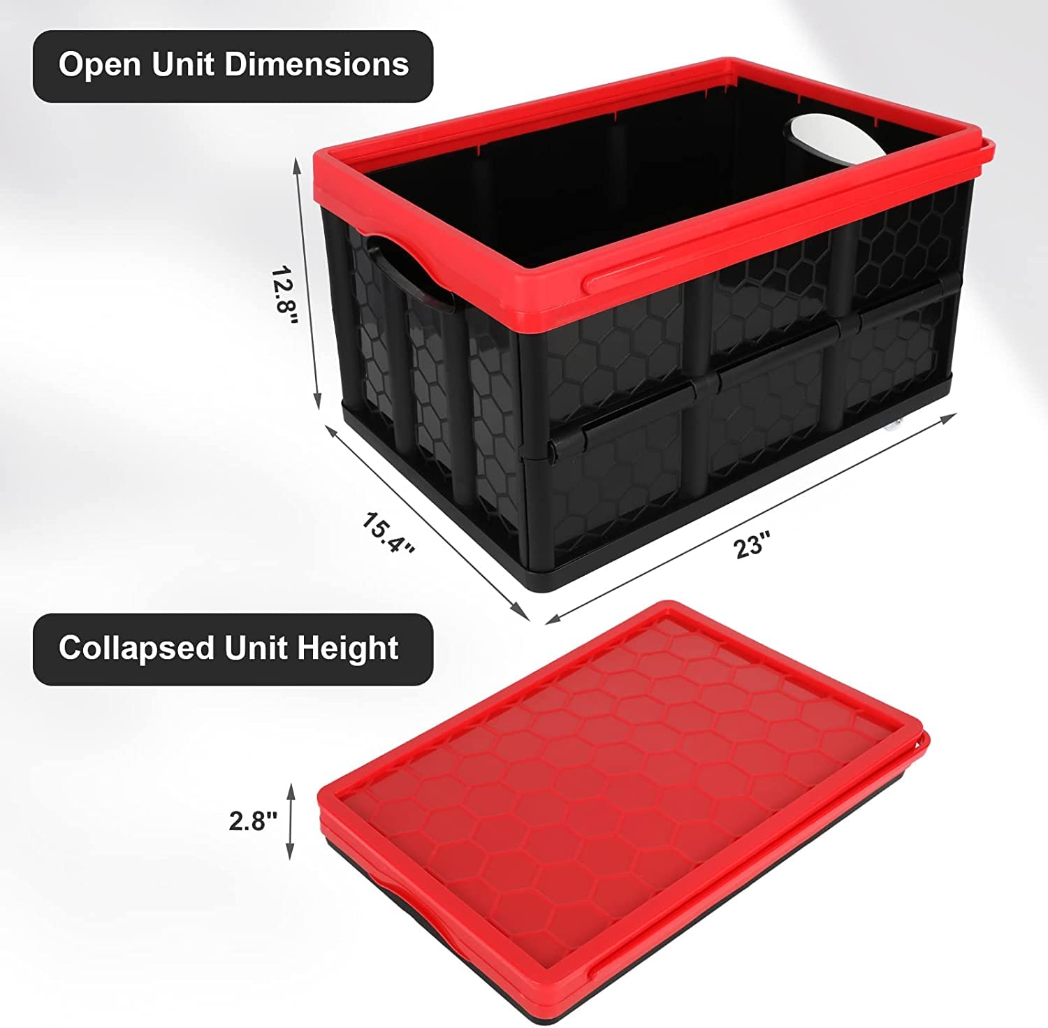 Astarama Foldable Storage Bins withLid, Stackable Storage Box with Removable Pulleys and Trolley, RetractableFoldable Storage Box (Black)