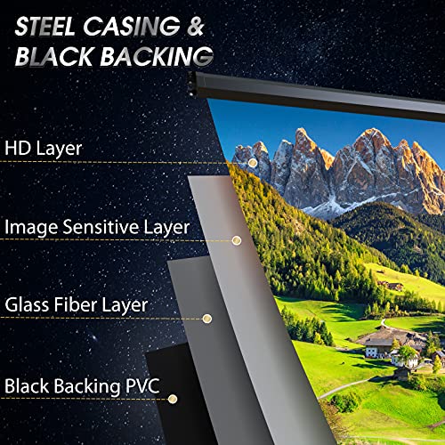 Aoxun Motorized Projector Screen Pull Down with Remote Control 100 inch Electric 16:9 Projection Screen,Video Projection Screens-White