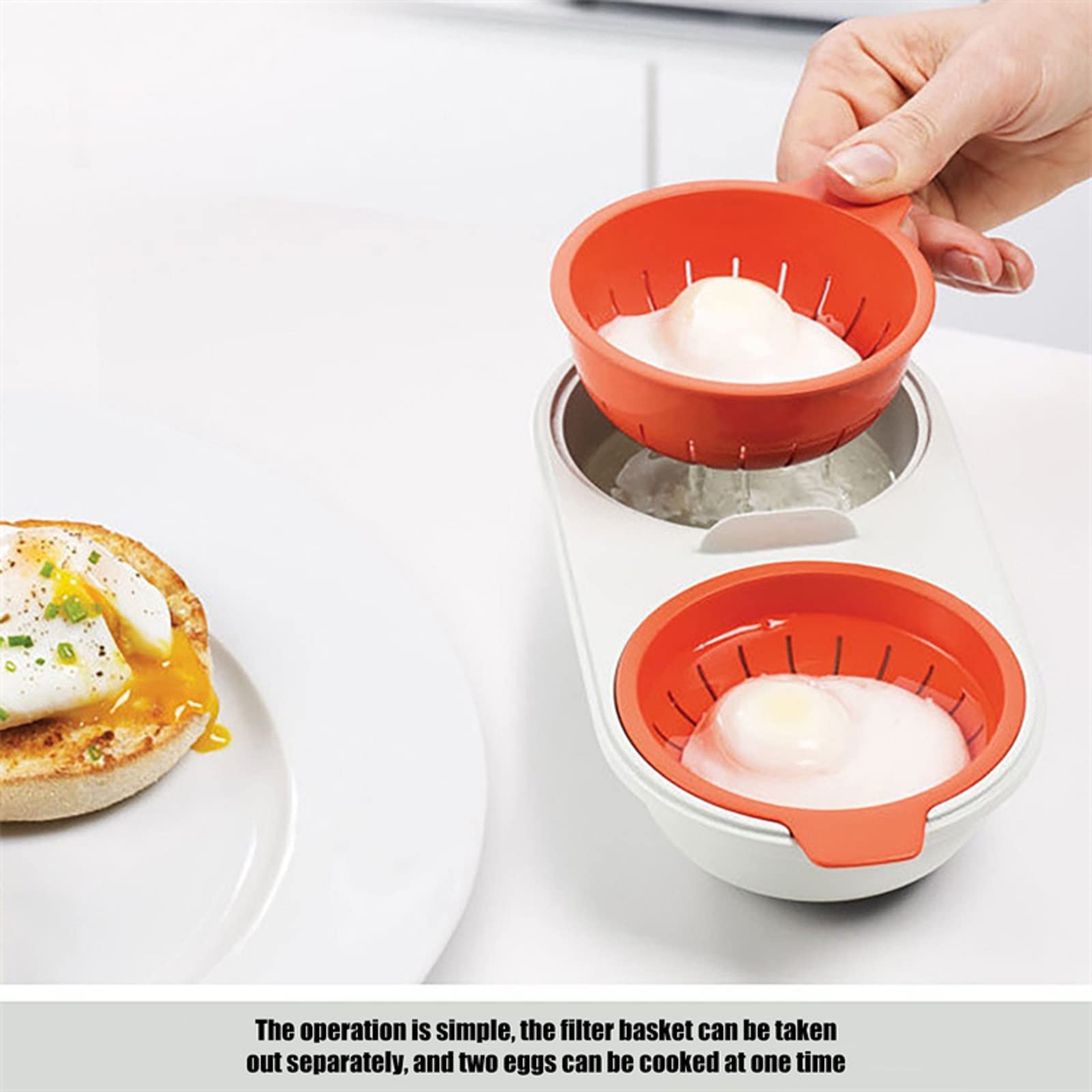 ARTIOMO Double Egg Poacher for Microwave,2 Cavity Edible Silicone Drain Egg Boiler Set, Non Stick Egg Cooker Poached Egg Steamer, Home Kit blue,green,orange
