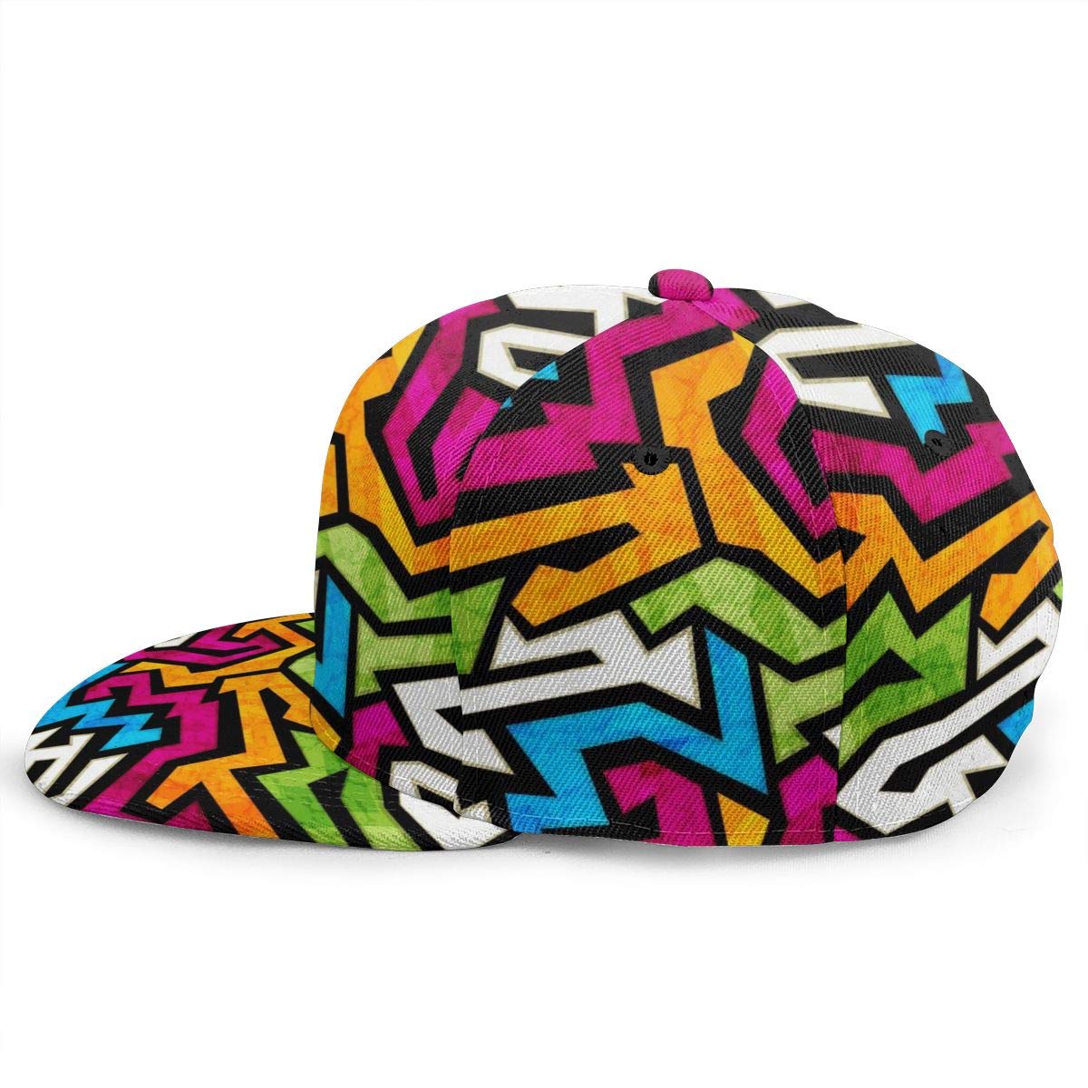 antkondnm Colored Graffiti Snapback Hat Unisex Trucker Hat Hip Hop Plaid Flat Bill Brim Adjustable Baseball Cap