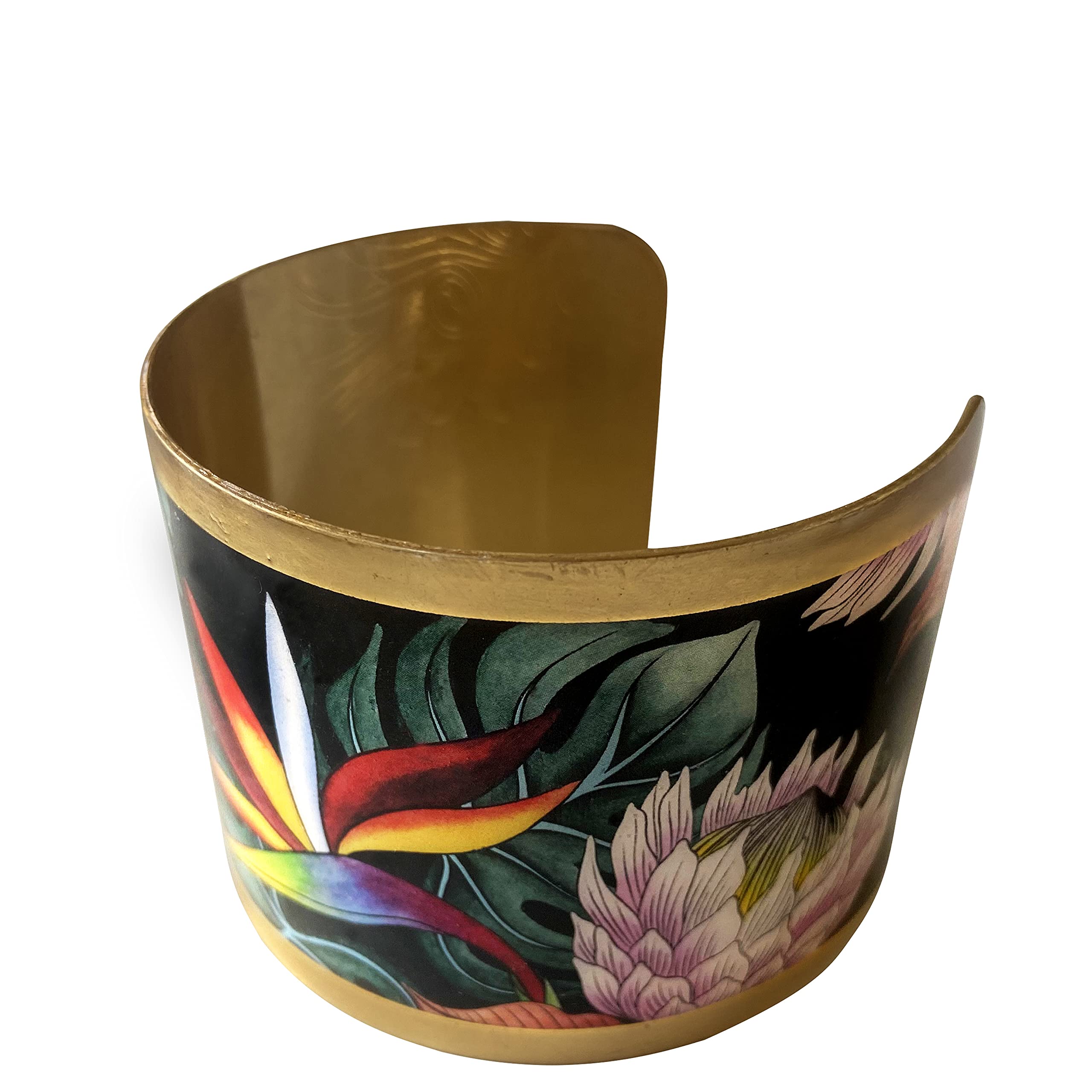 Anuschka Women's Gold Plated Cuff - Premium 24K Gold Foil Plating - Island Escape Black