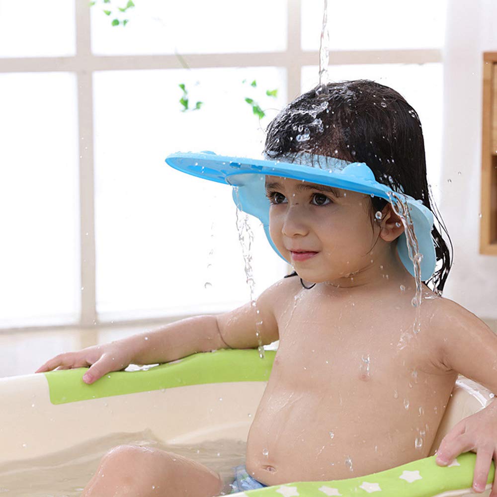 Baby Shower Cap Bath Wash Shampoo Shield Visor Bathing tub Head Hair Rinser hat protection Kids and Toddler (blue)