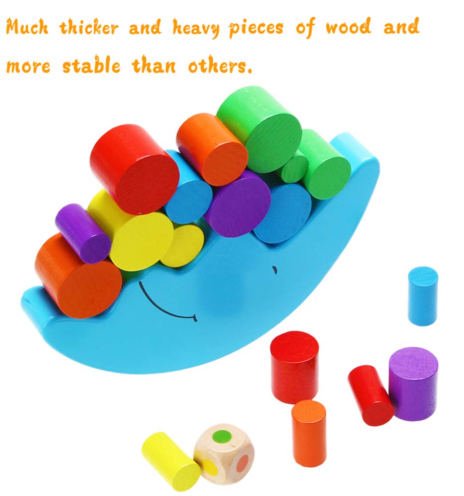 HWD Wooden Stacking Blocks Balancing Games, Moon Equilibrium Puzzles Toy, Preschool Early Educational Parent-Child Interaction Sorting Games for Toddler, Kids, Children