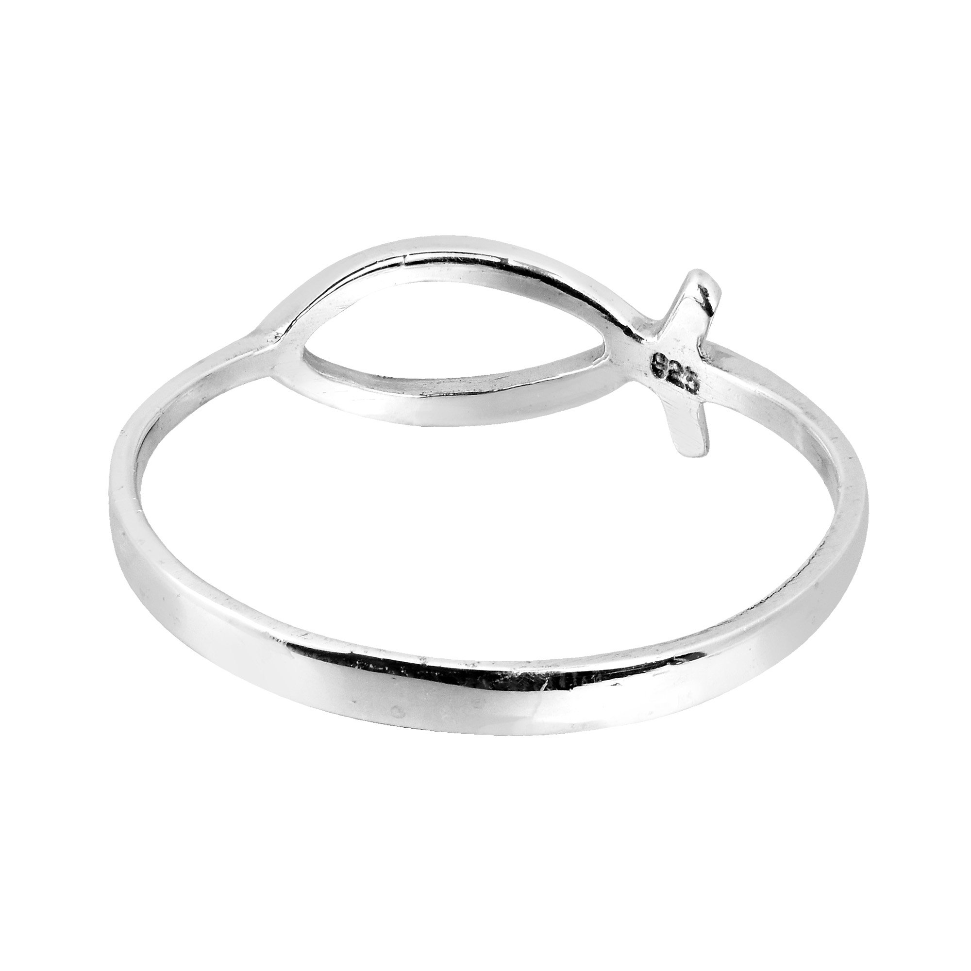 AeraVida Simplistic Plain Ichthys Christian Fish Sterling Silver Everyday Ring | Statement Fashion, Promise ring, Couple Unisex Ring | Jewelry Gift for All Occasions | Size 9