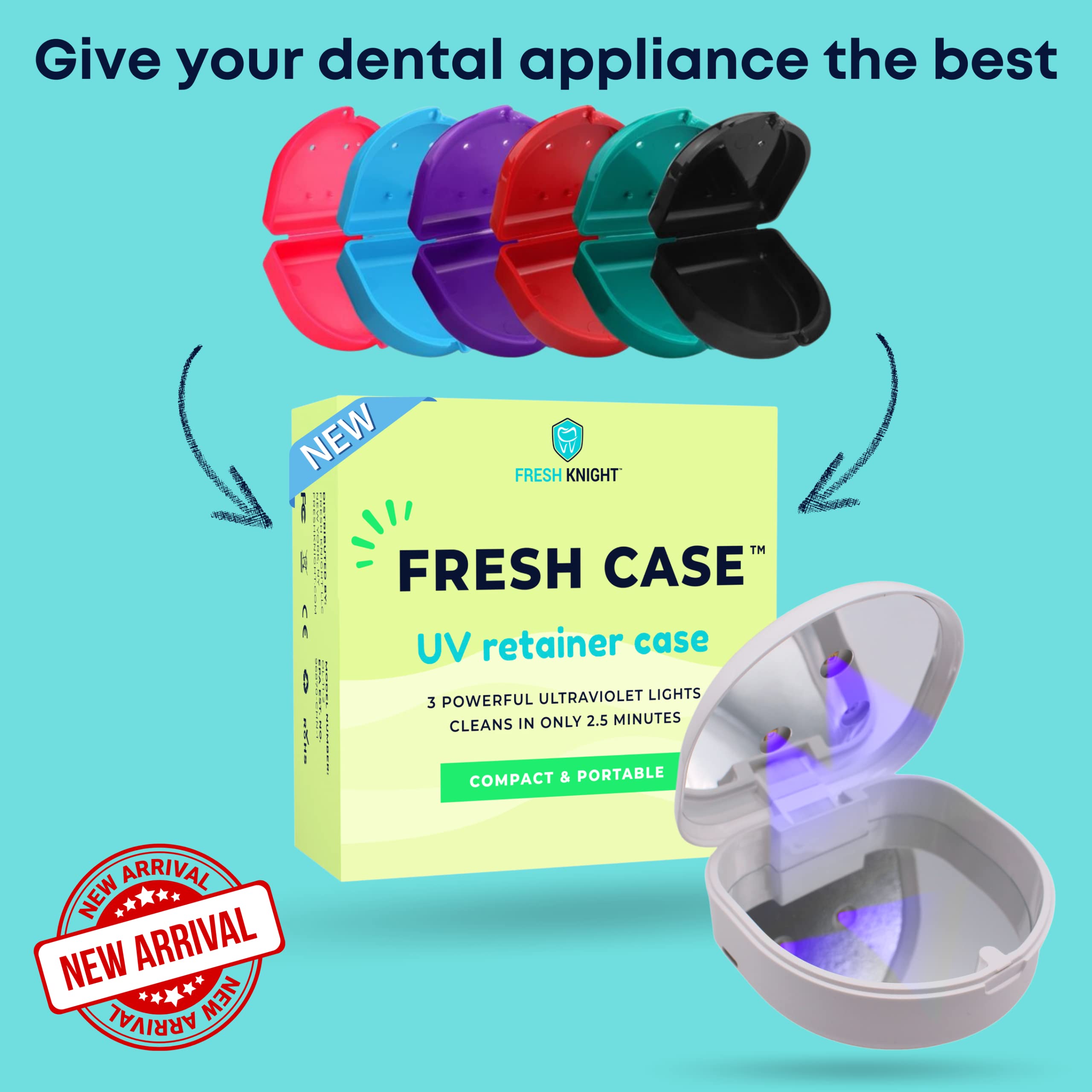 FRESH KNIGHT Retainer Case (2 Pack). Retainer Case with Vent Holes. Perfect for Denture, Mouth Guard, Aligner. (Black)
