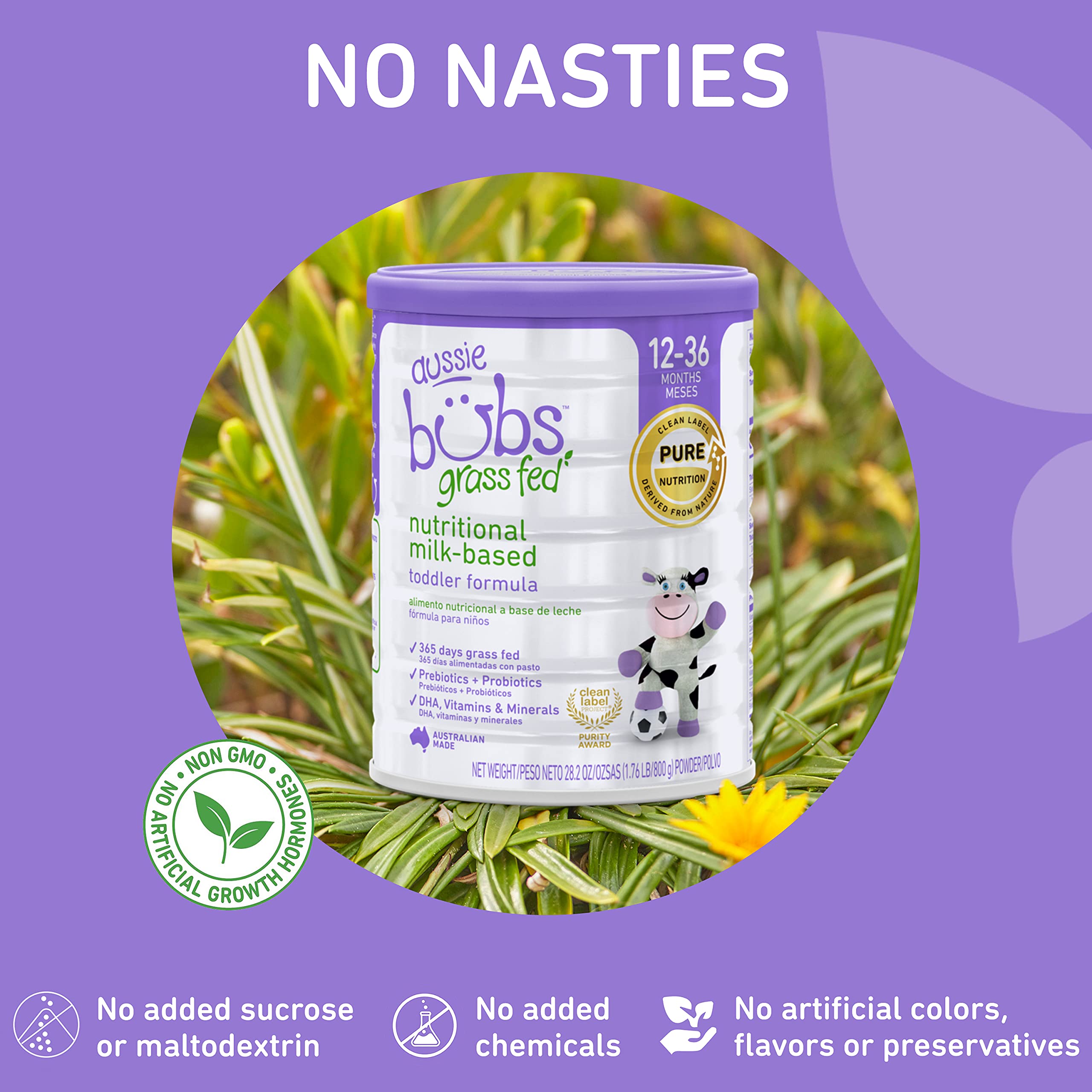 Aussie Bubs Grass Fed Nutritional Milk-based Toddler Formula, Powder, 28.2 oz (3 Cans)