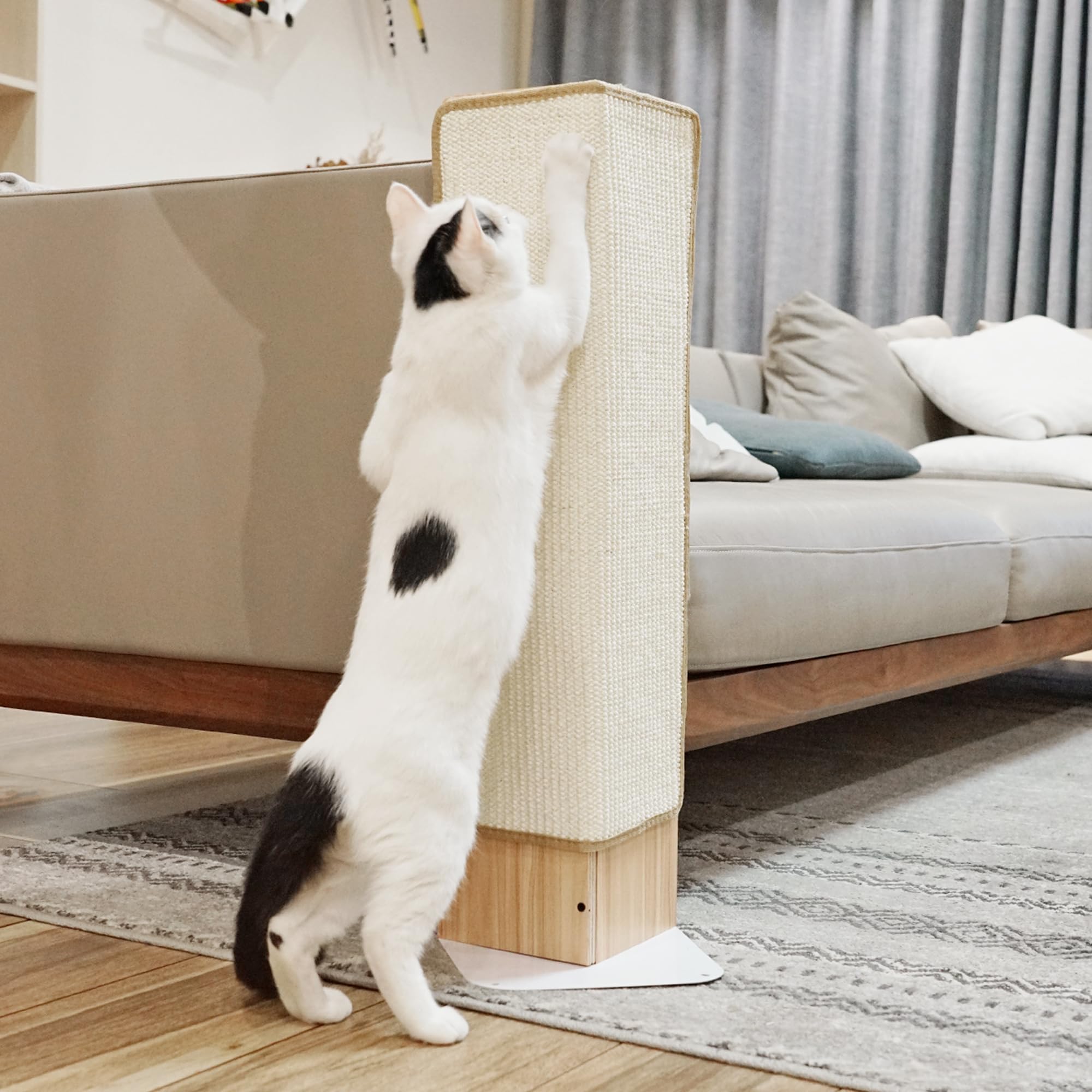 PETKARAY Cat Scratcher, Sisal Corner Scratching Post, Cat Scratch Pad for Indoor Cats, Wall Scratcher Furniture Protector with Catnip (Large Size)