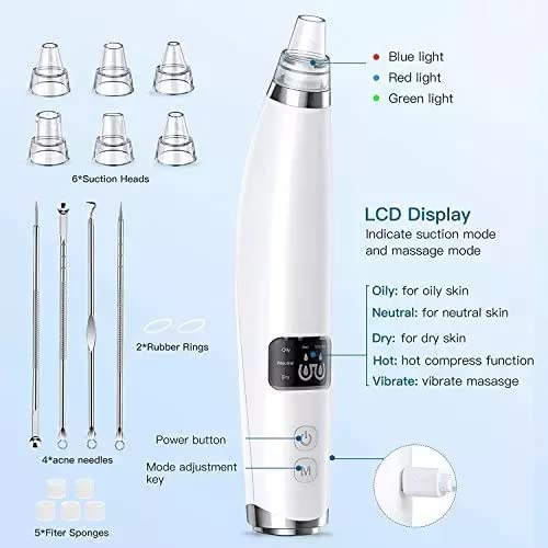 Blackhead Remover Pore Vacuum,Upgraded Facial Pore Cleaner,Electric Acne Whitehead Extractor Tool,USB Rechargeable Blackhead Vacuum Kit for Women & Men