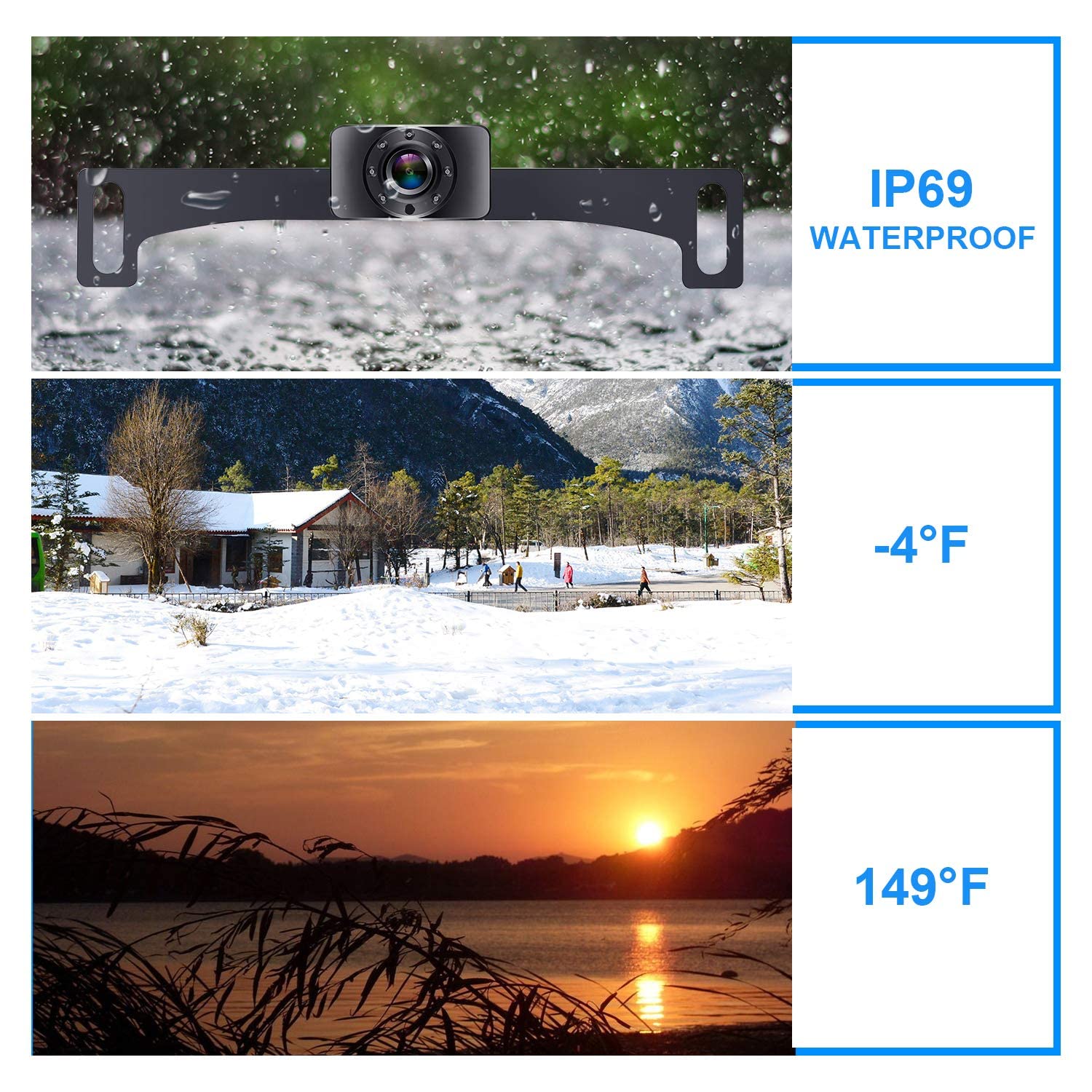 Backup Camera for Car HD with 7 Auto LED Night Vision Hitch Rear View Camera or Switches for Front Camera with RCA Connector for Truck,SUV,Car, Pickup,RV IP69K Waterproof 150˚ View Angle DoHonest P29
