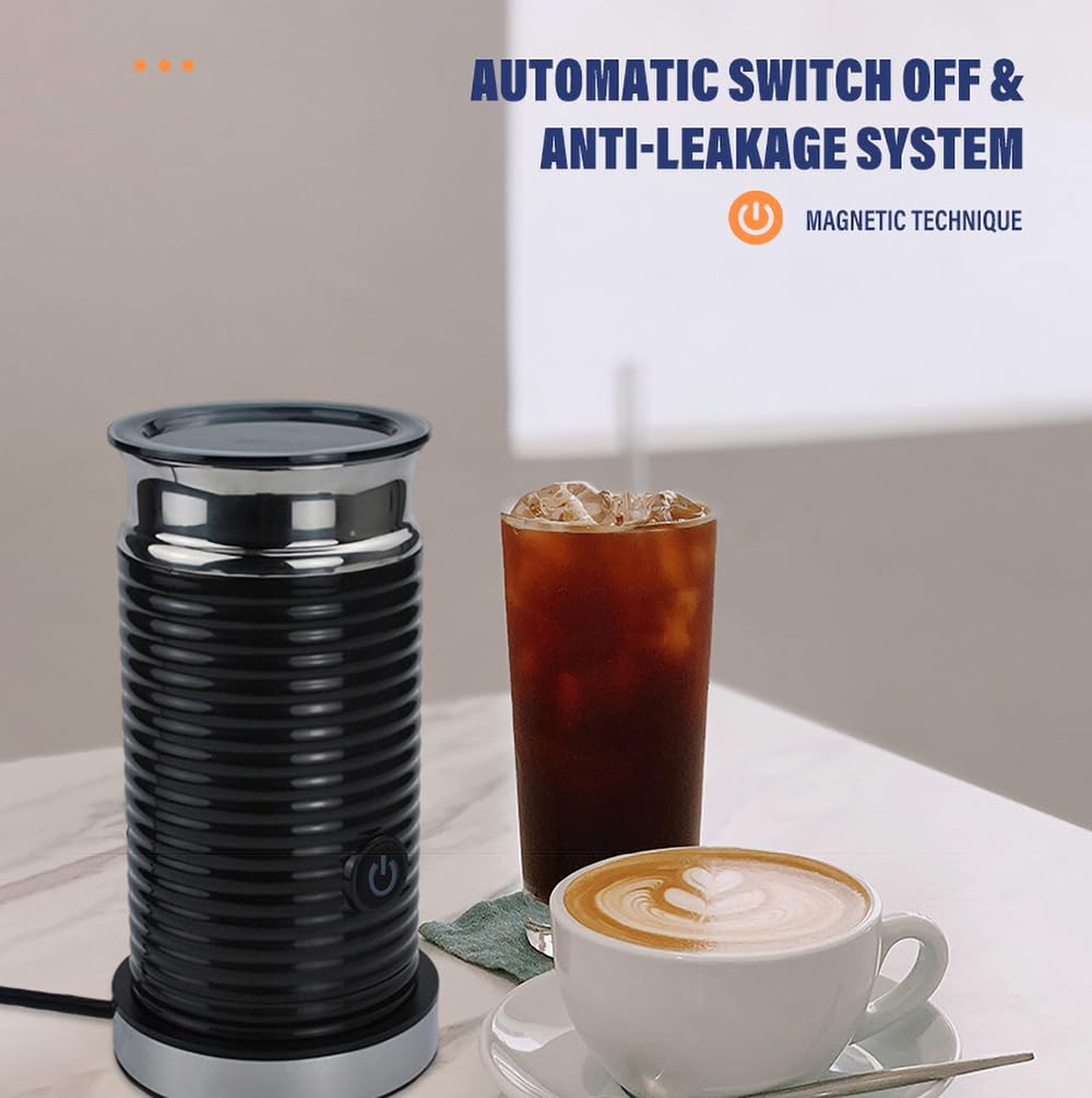 Milk frothing machine,Automatic milk frother,Electric for Hot & Cold Froth, Froth Or Heat Milk,Multifunctional milk frother,Automatic off & Easy Cleaning, Silent Operation (black)