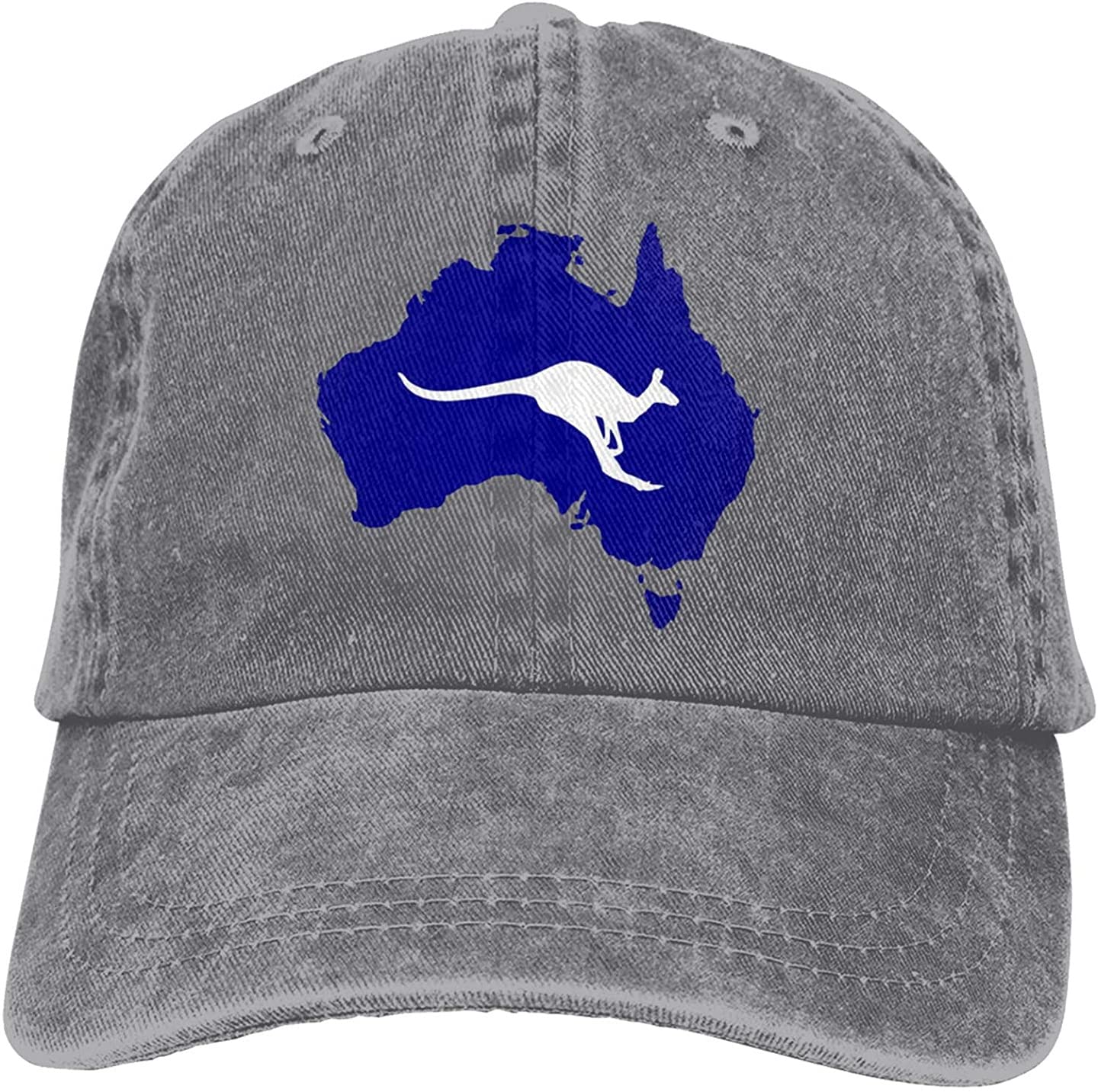 Australia Map and Kangaroo Silhouette Unisex Baseball Cap Cotton Adjustable Dad Hat