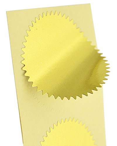 MDLG 100pcs Embossing Stickers Blank Metallic Gold Certificate Seals Embossed Foil Stickers Scallop Edge Stickers Embosser Stamp Sealing Blank Certificate Self-Adhesive Stickers Notary Seals(Gold)