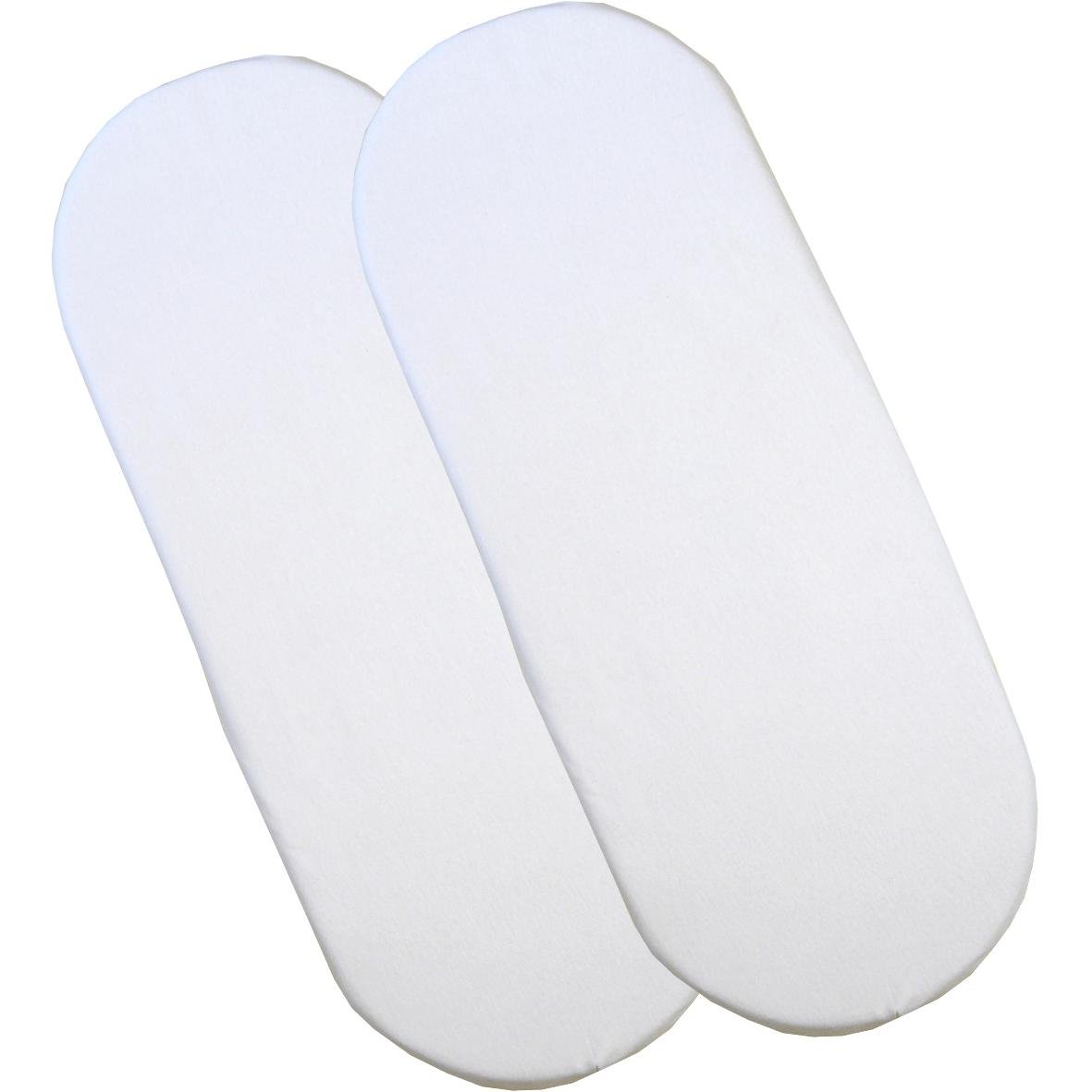 BabyPrem Baby Moses Bassinet Pack of 2 Fitted Cotton Sheets 30 x 15 Inches White