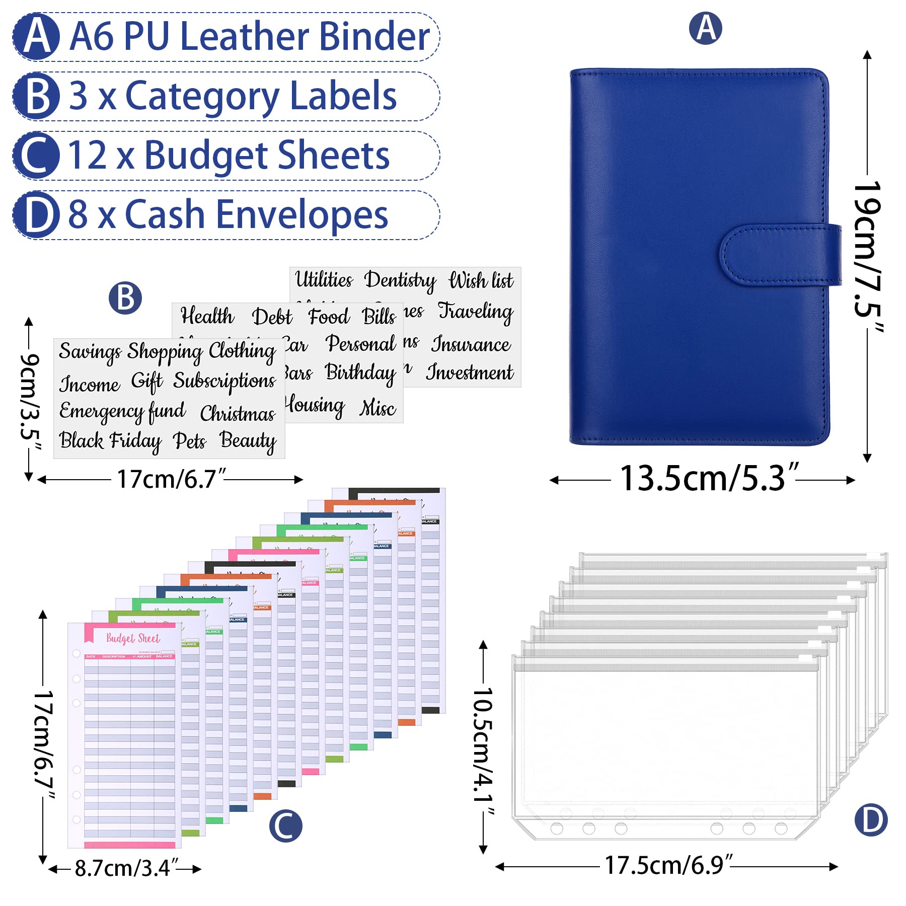 Antner Budget Binder with Zipper Envelopes, Money Saving Binder with Expense Sheets for Budgeting, Money Organizer Planner for Cash, A6 Budget Book with Cash Envelopes for Savings Binder, Black
