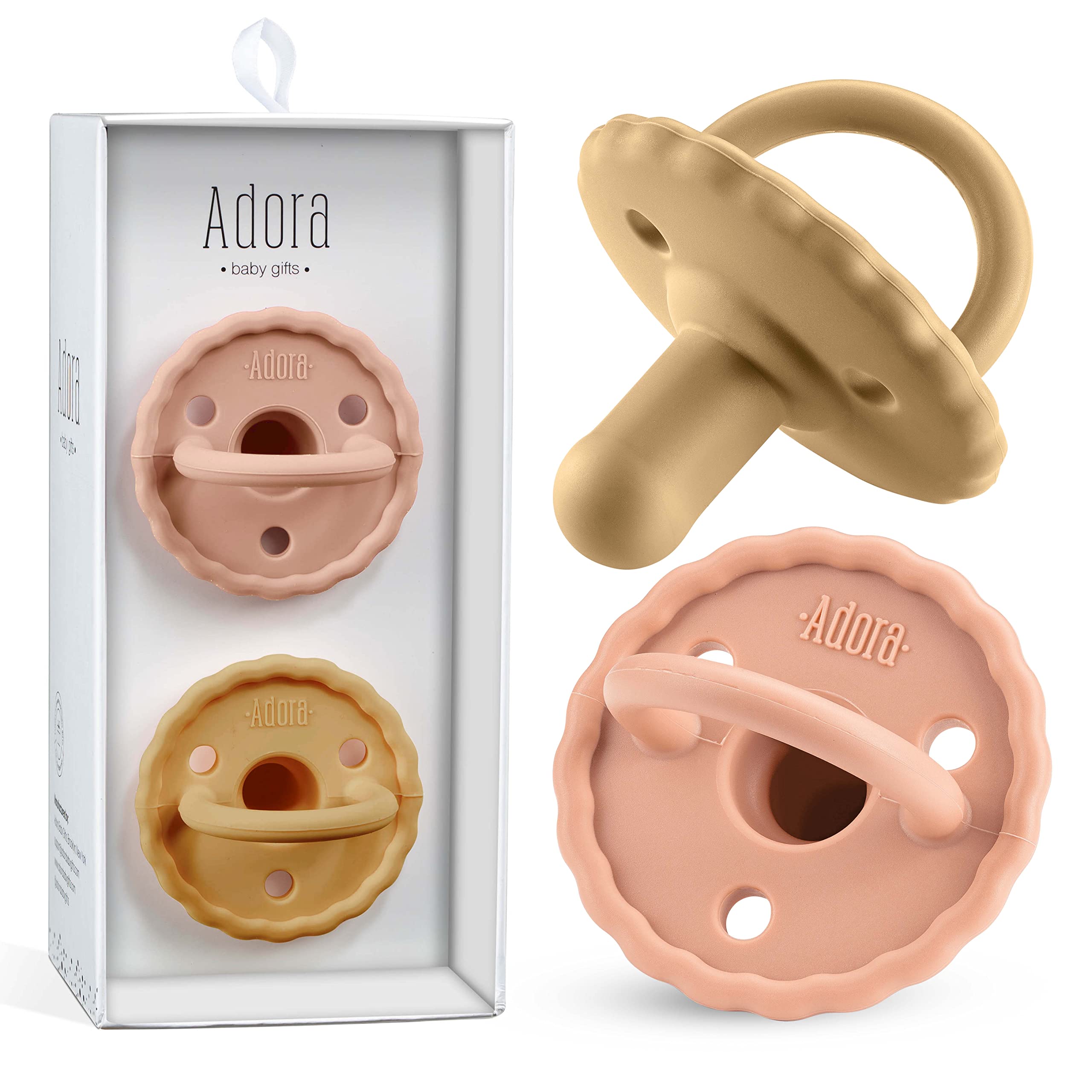 Baby Soother Pacifiers - Silicone Pacifier for Boys/Girls - Newborn Pacifiers Set of 2 - Newborn Baby Essentials, BPA Free