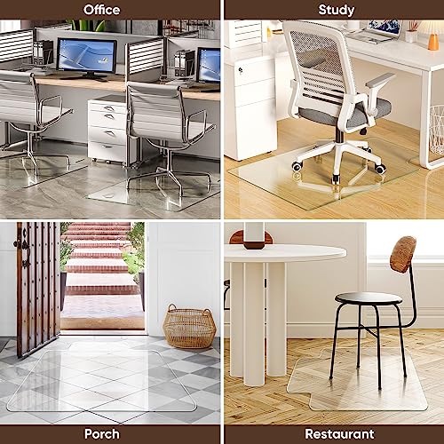 Antok Glass Chair Mat for Carpet, 36βx36β Tempered Glass Floor Mat for Office Chair on Carpet, 1/5" Thick Clear Computer Floor Mat for Rolling Chairs with 4 Anti-Slip Pads