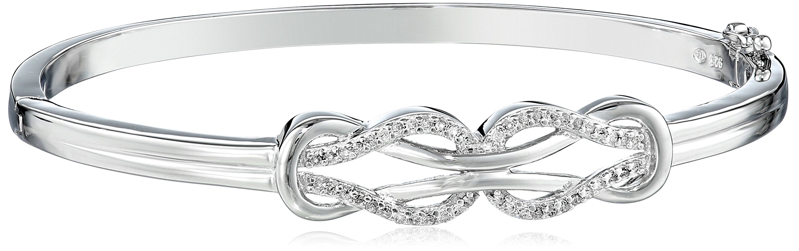 Amazon Essentials Sterling Silver Diamond Double Knot Bangle Bracelet (1/4 cttw, J Color, I3 Clarity) (previously Amazon Collection)