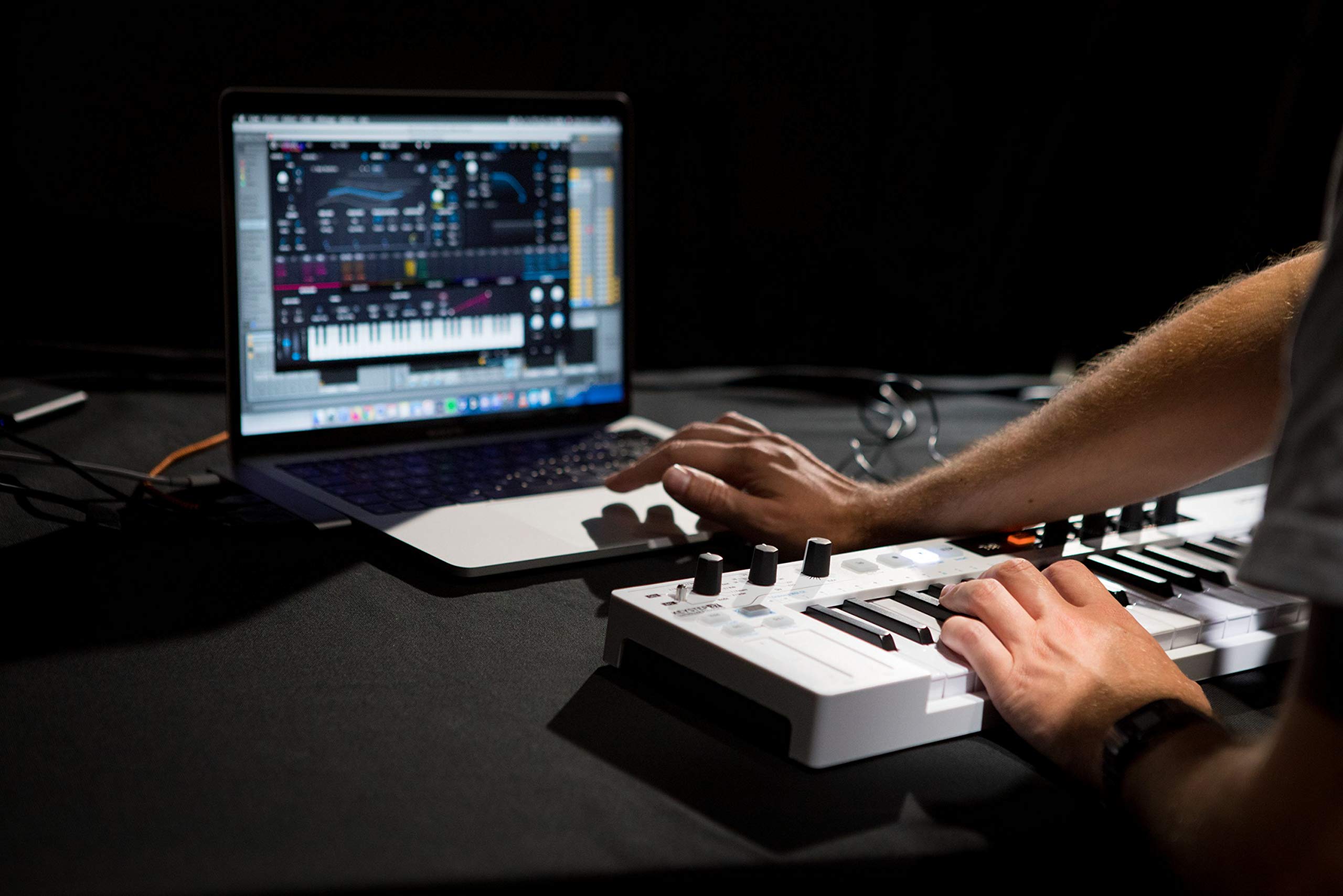 Arturia KeyStep 37 37-Key Controller & Sequencer MIDI Controller with Polyphonic Step Sequencing; Chord and Arpeggiator Modes; Capacitive Pitch and Mod Strips; CV/Gate and Gravity Phone Holder Bundle