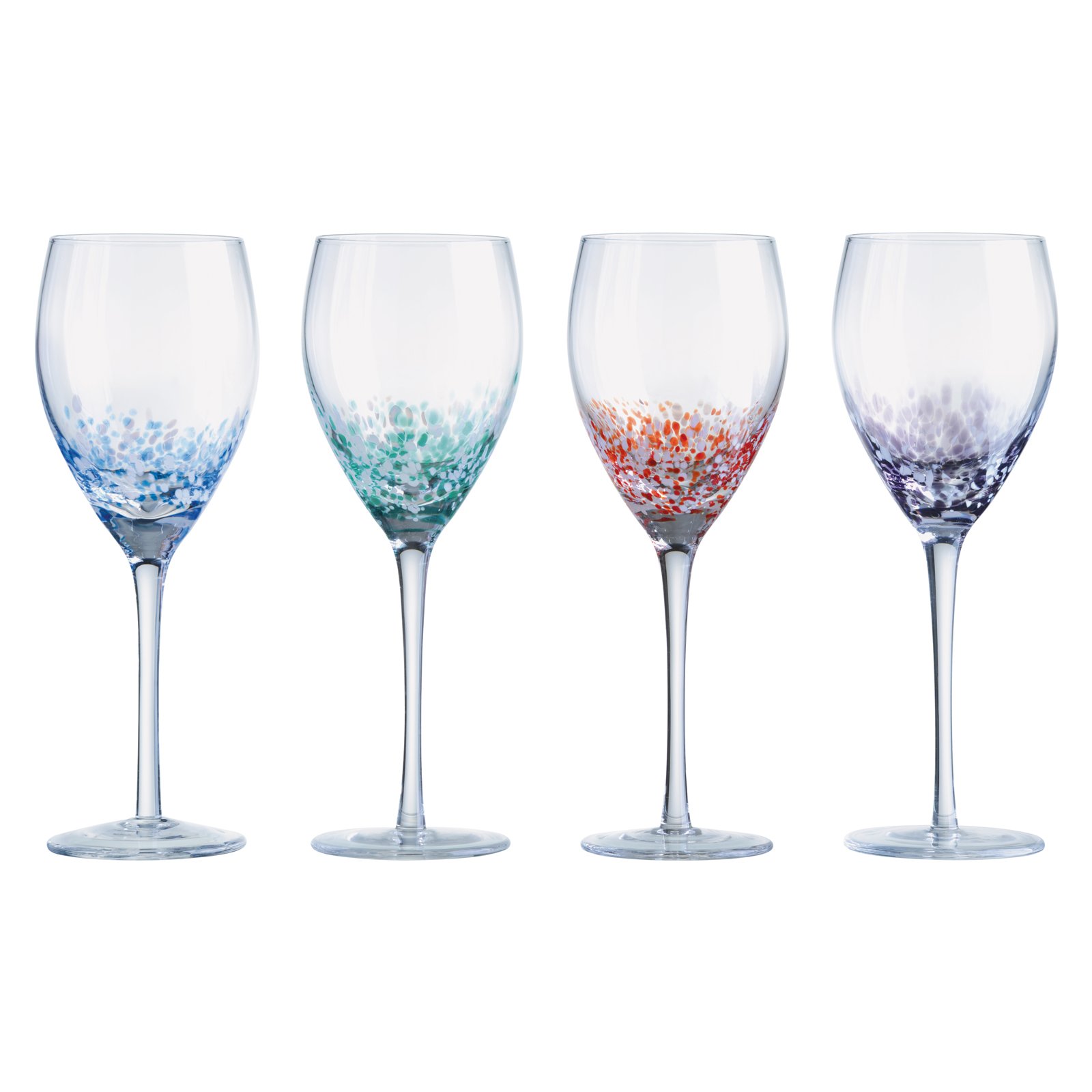 Anton Studio Designs - Speckle Wine Glass Multicoloured - Set of 4-350ml Capacity Per Glass - Coloured Wine Glassesā¦