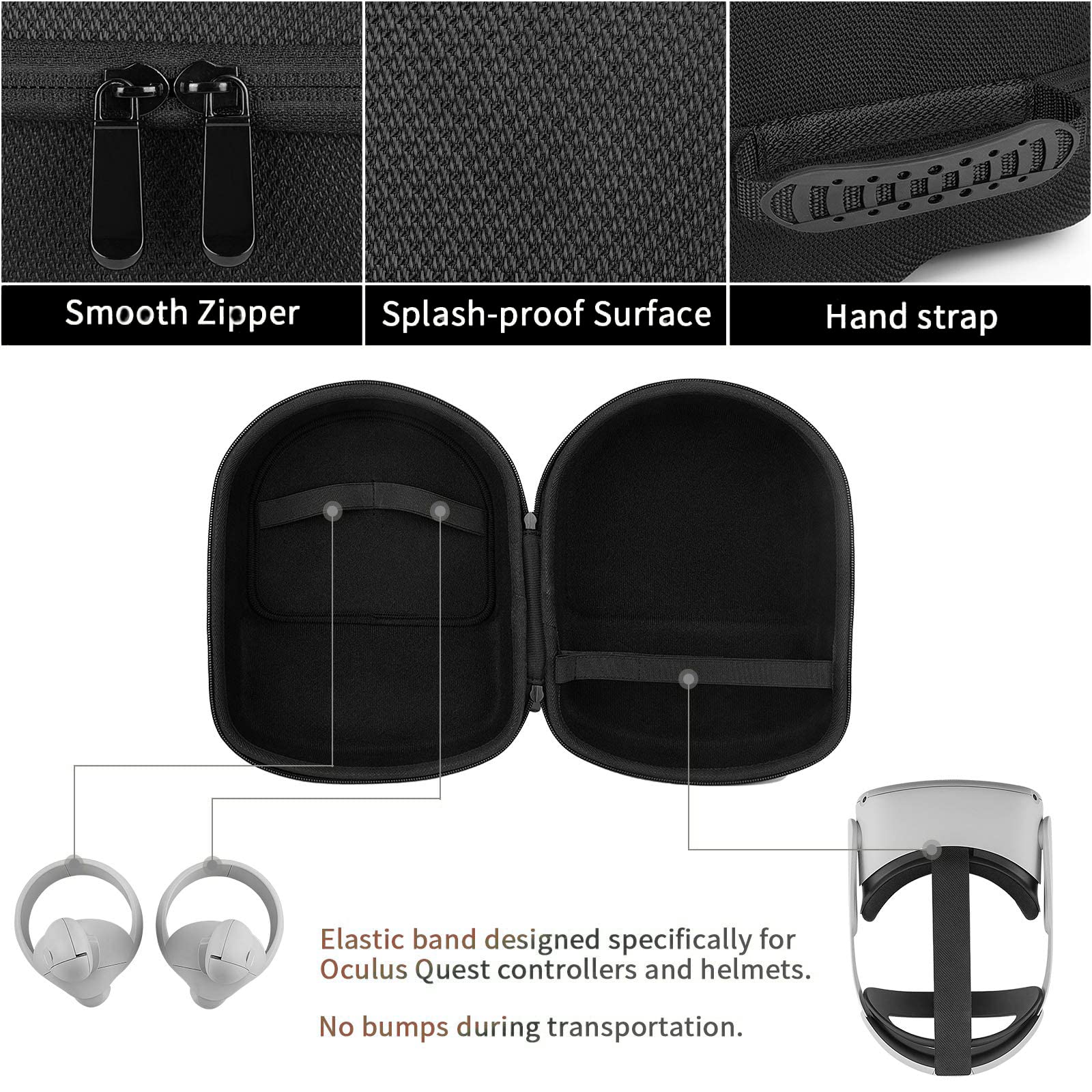 AnyTime Blades Case for Oculus Quest 2 V_r Gaming Headset Compatible with Elite Strap and More Accessories, Hard Protective Portable Carrying Travel Storage Bag