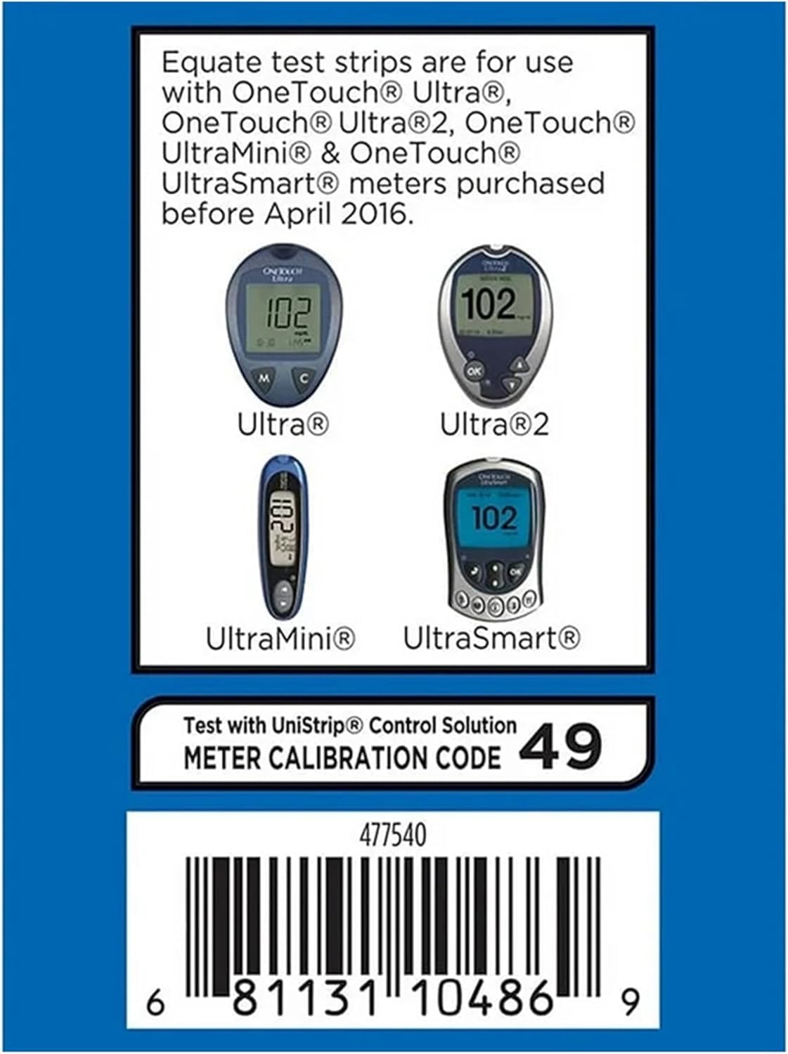 Blood Glucose Test Strips, 50 Count | Ideal for Glucose Monitor Kit, Diabetes Testing | Compatible with OneTouch Meters | Reliable Readings | Accurate & Easy to Use | High Accuracy Strips by Equate