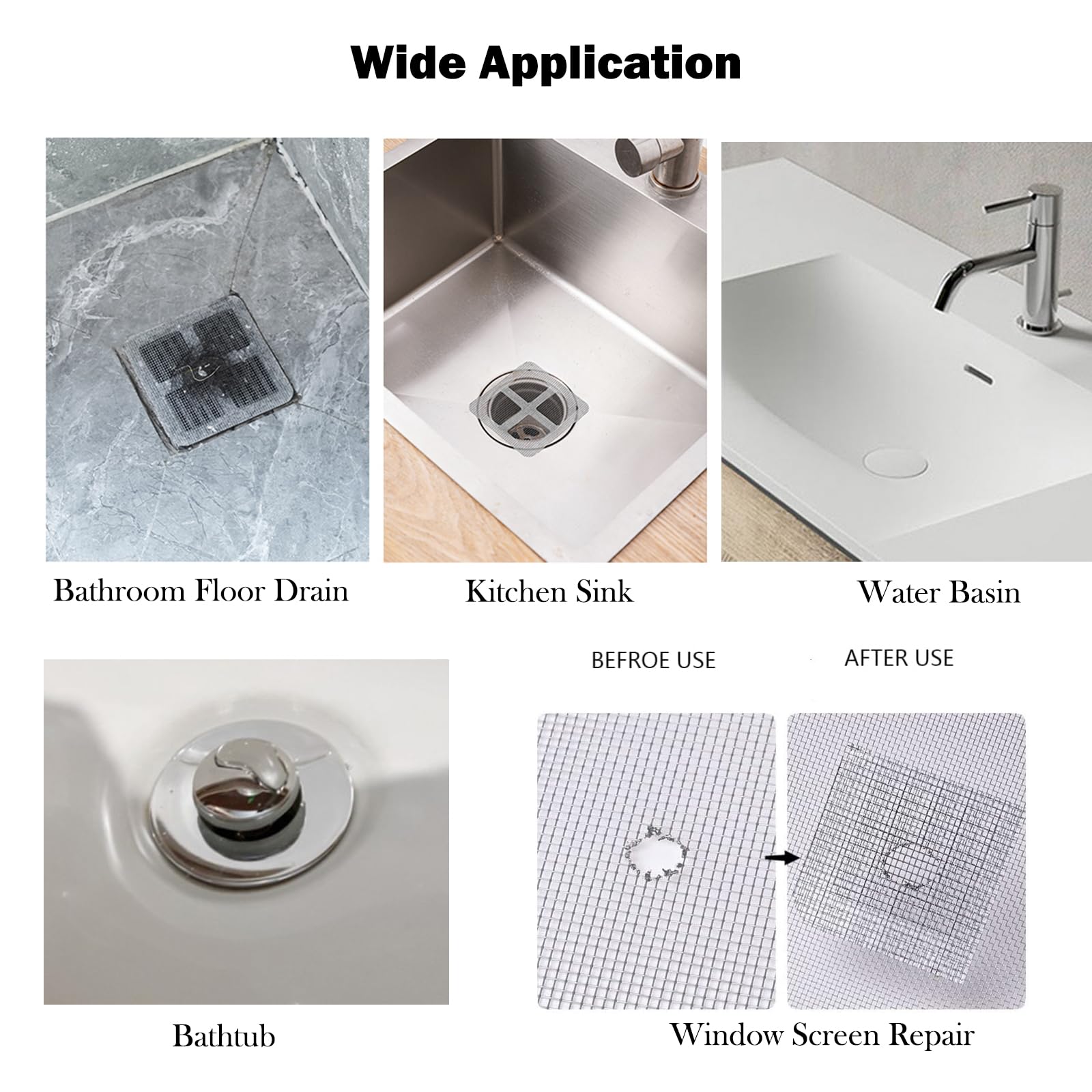 BOYYOEE Disposable Drain Hair Catcher Shower Drain Cover Hair Catcher,Shower Drain Mesh Stickers for Human and Pet Hair for Bathroom Laundry Bathtub Kitchen Sink(4"" X 4"",30 PCS Pack), Gray