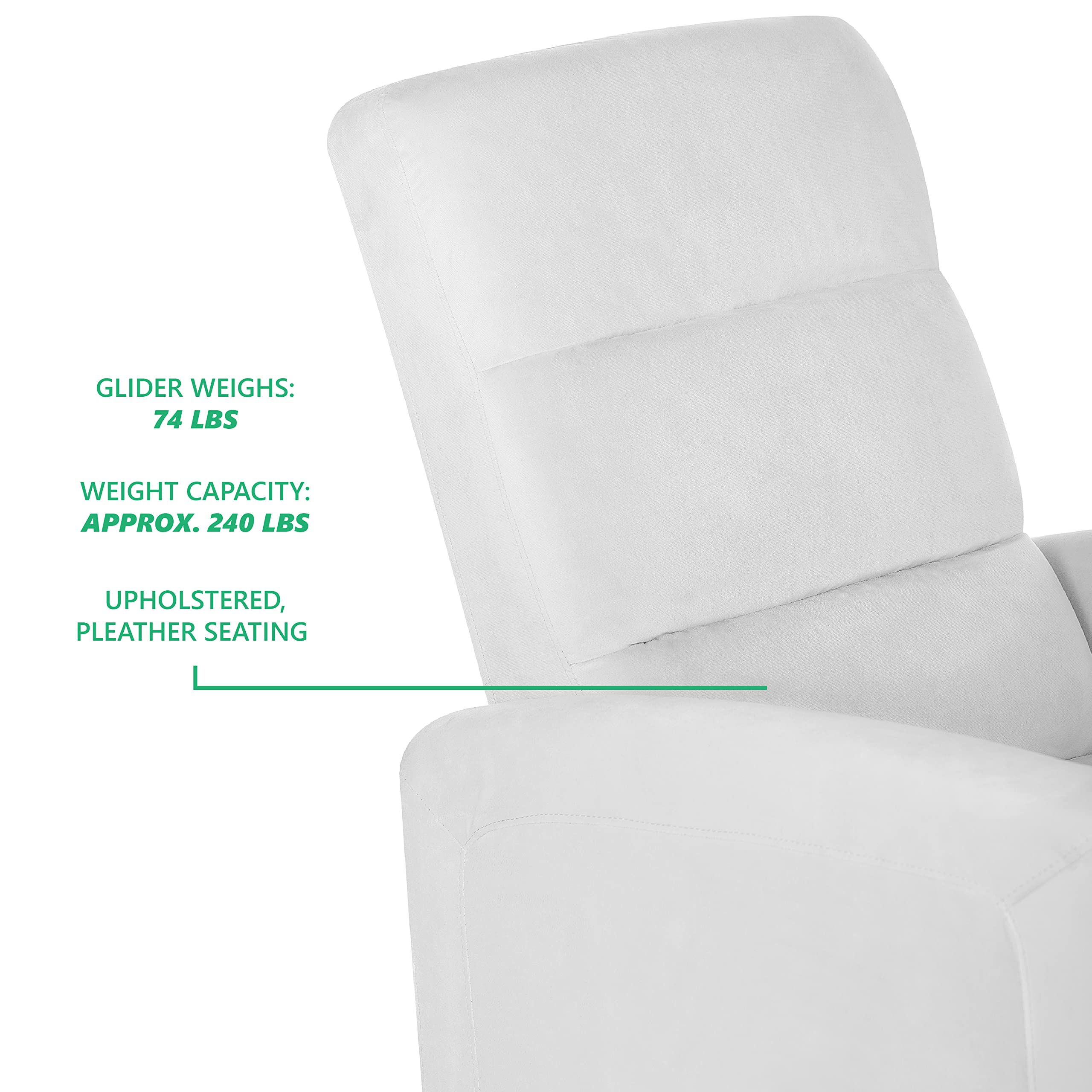 Evolur Reevo Upholstered Faux Leather Seating Glider Swivel in Misty Grey, Glider Chair for Nursery, Greenguard Gold Certified, Tool-Free Assembly, Easy to Clean