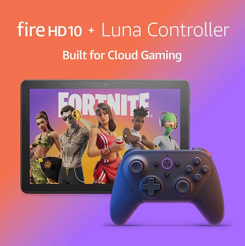 Amazon Fire HD 10 tablet Gaming Bundle including Fire HD 10 tablet, (Black, 32 GB), 10.1", 1080p Full HD, and Luna Controller