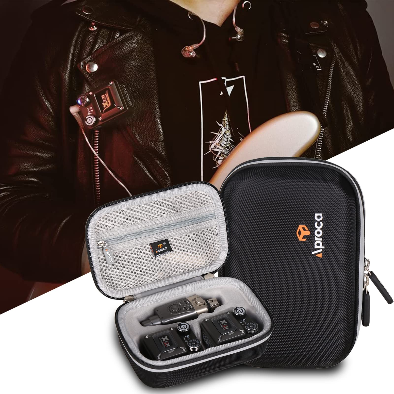 Aproca Hard Travel Storage Case, for Xvive U4R2 Wireless in-Ear Monitor System Transmitter and 2 Receiver