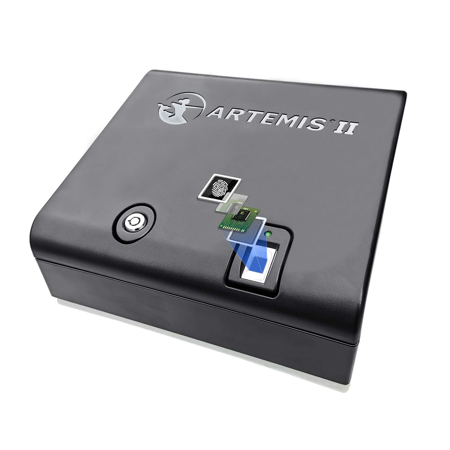 Artemis Biometric Handgun Safe, Pistol Safe with Pops-Open Lid, Fast Finger Print Access Child Resistant Case